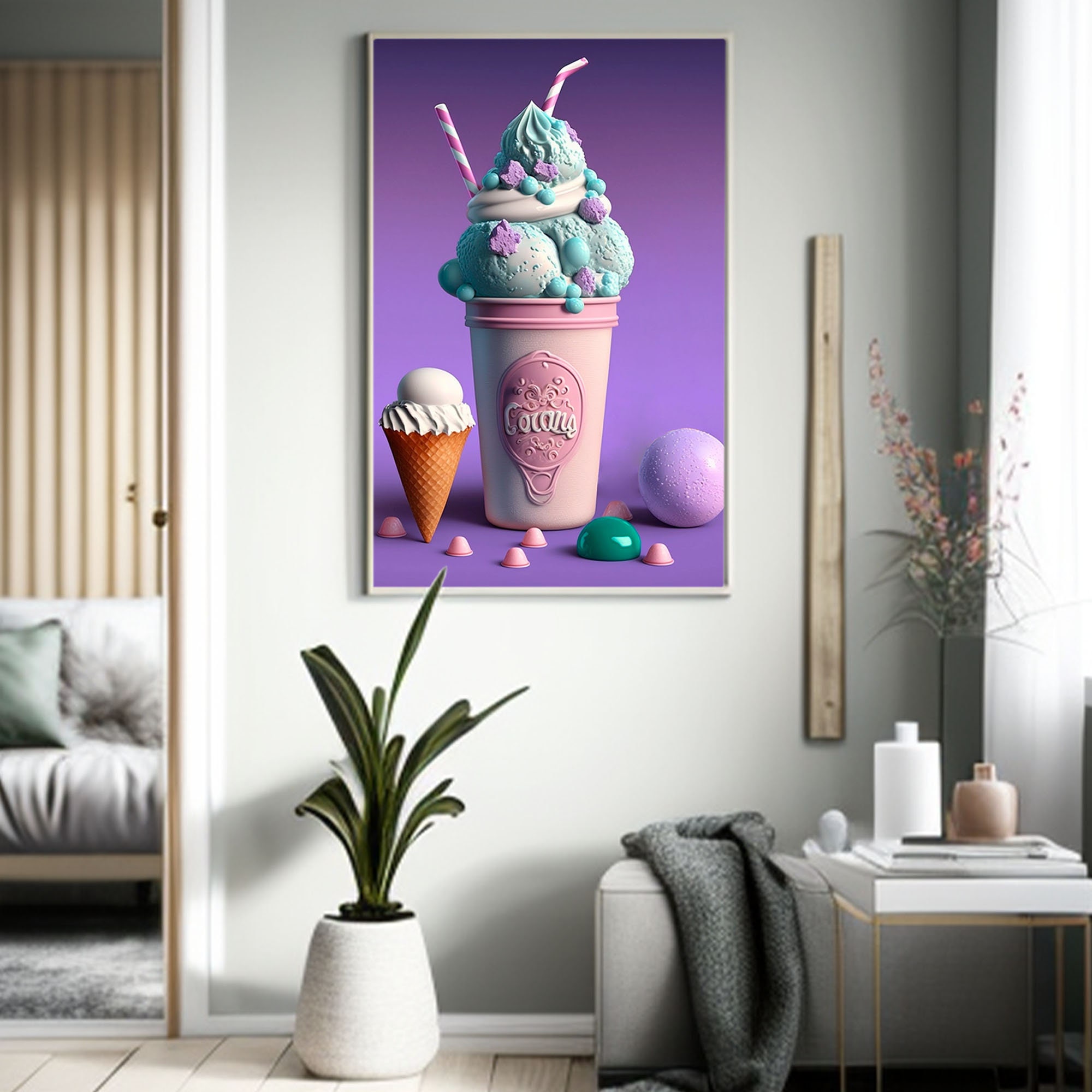 Pop Art Ice Cream Aesthetic Food, Digital Art Print, AI Generated ...