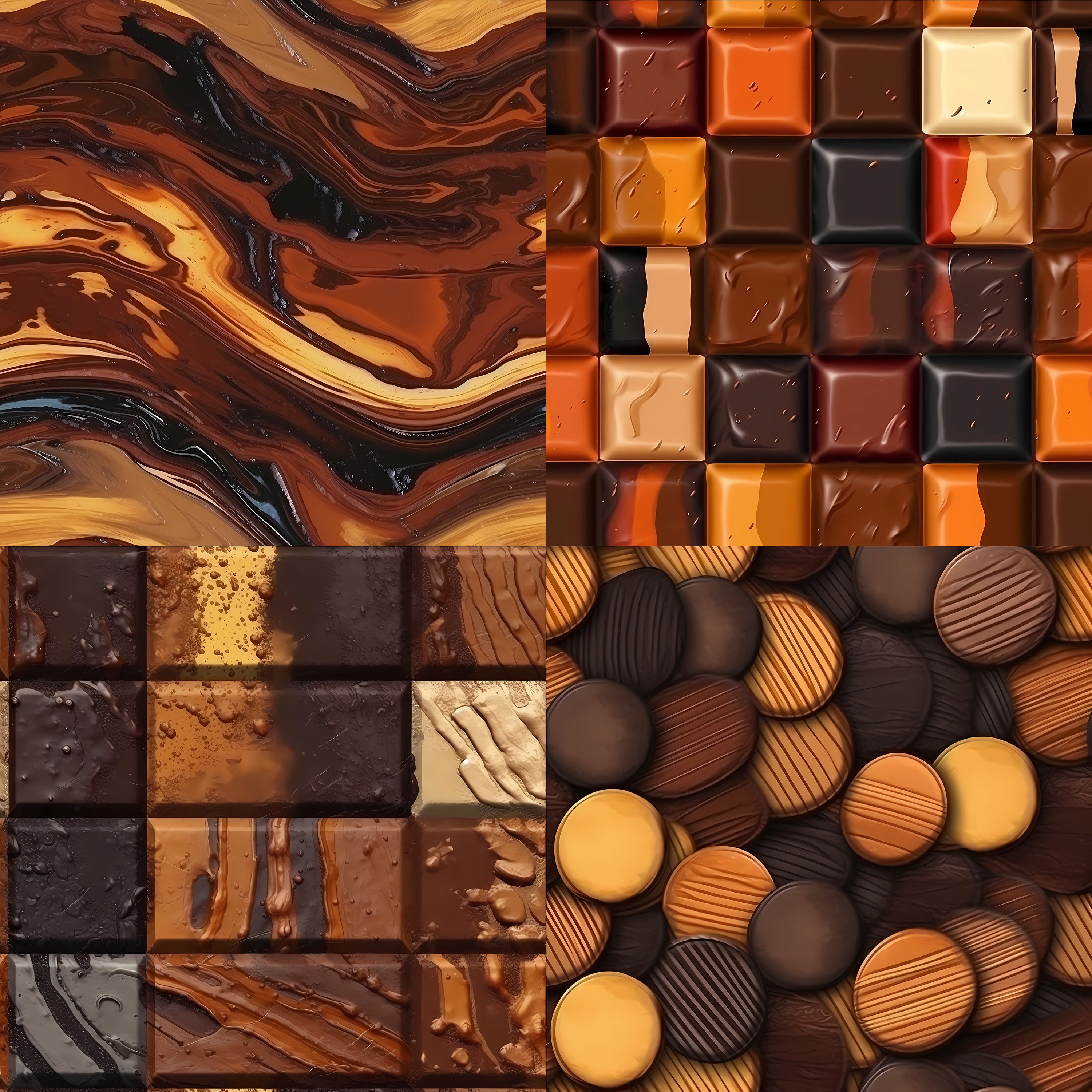 Chocolate Seamless Pattern Bundle, 20 Candy Themed Backgrounds, Instant ...