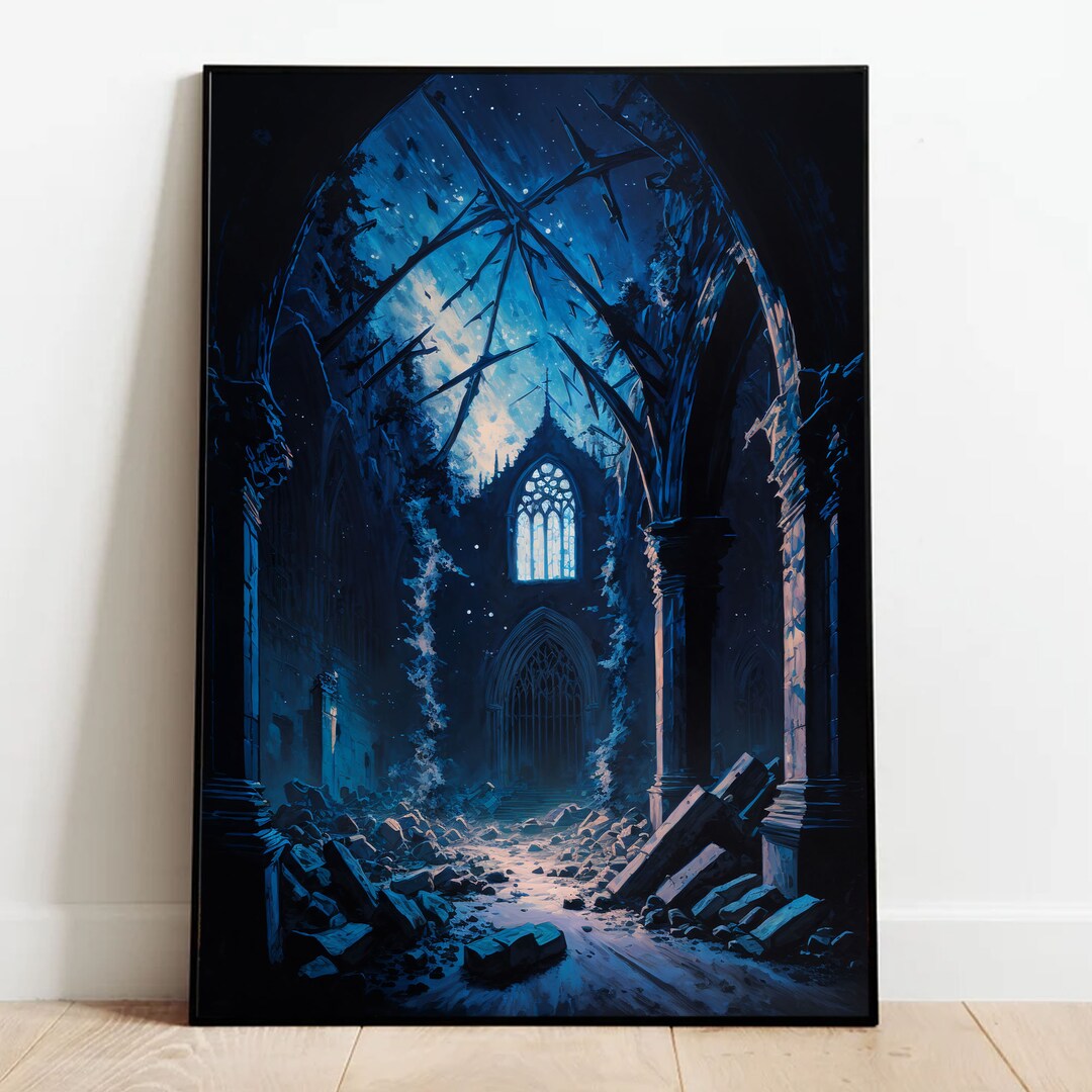 Scary Ruins in the Night - Creepy Goth Home Decor - Horror Gothic AI ...