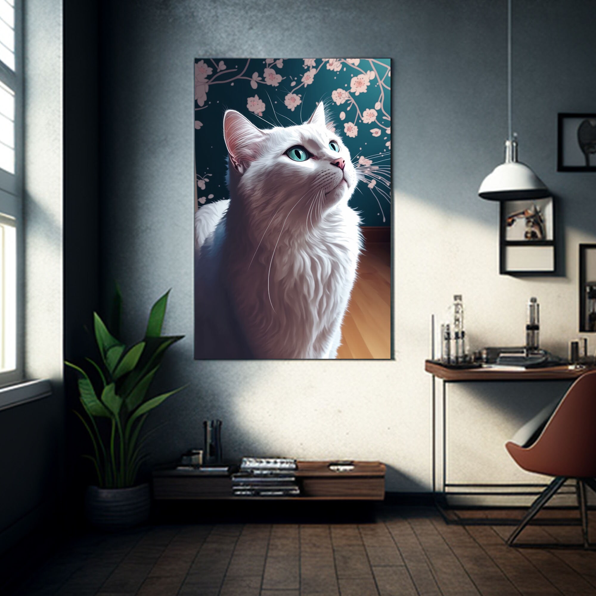 Realistic Cat Wall Art Print Décor Cute Cat Poster Downloadable Artwork ...