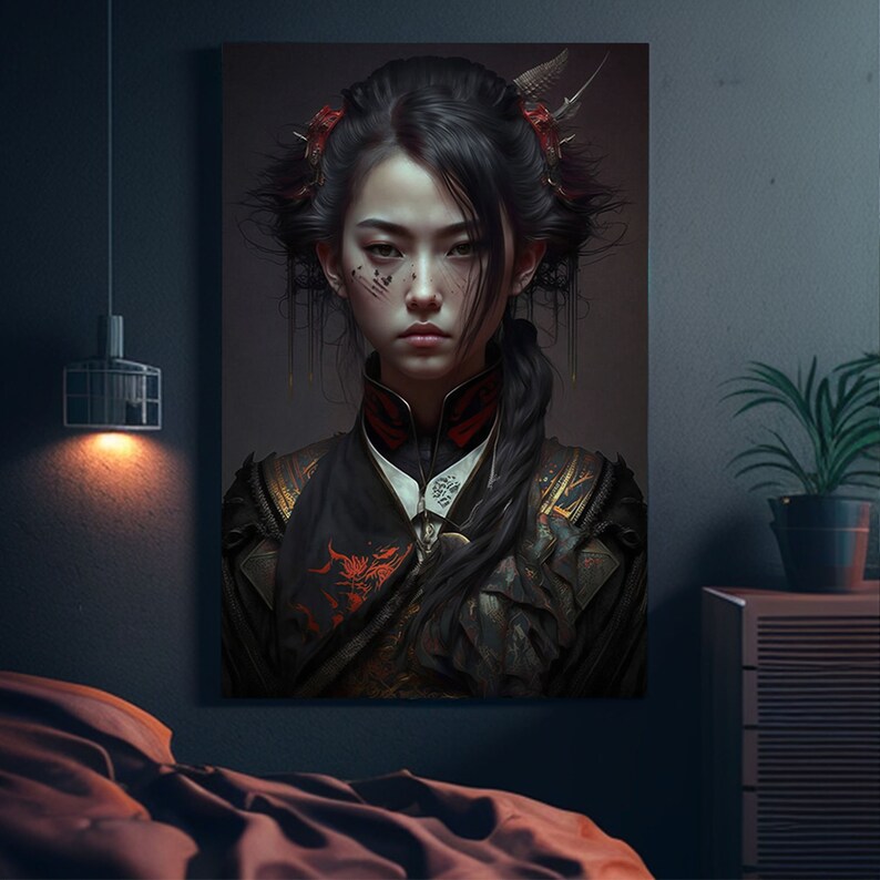Japanese Ancient Goth Girl Portrait Gothic Home Decor Wall Art Poster ...