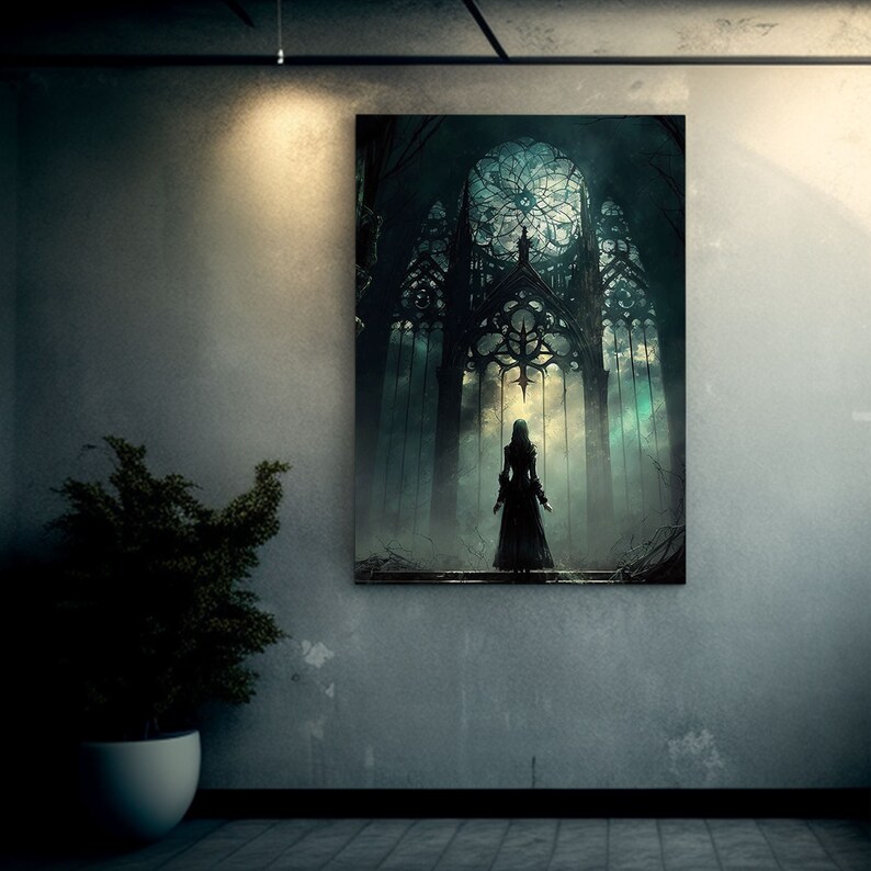 Lady in the Night - Goth Dark Art Print - Gothic Home Horror Decor ...