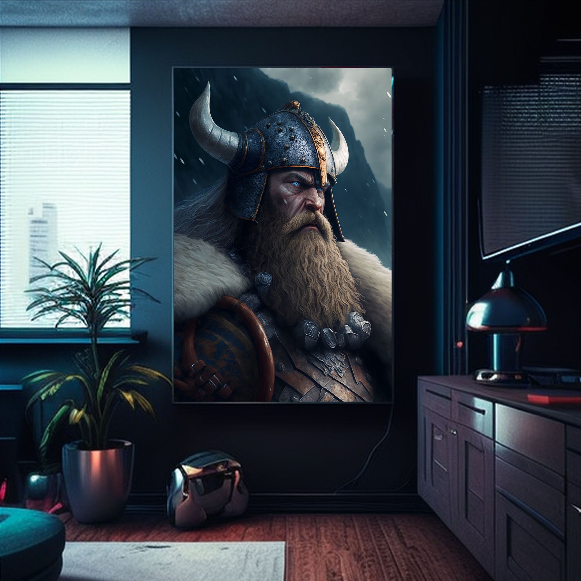 Viking Unique Home Decor Downloadable Art God of War Valhalla Colorful ...