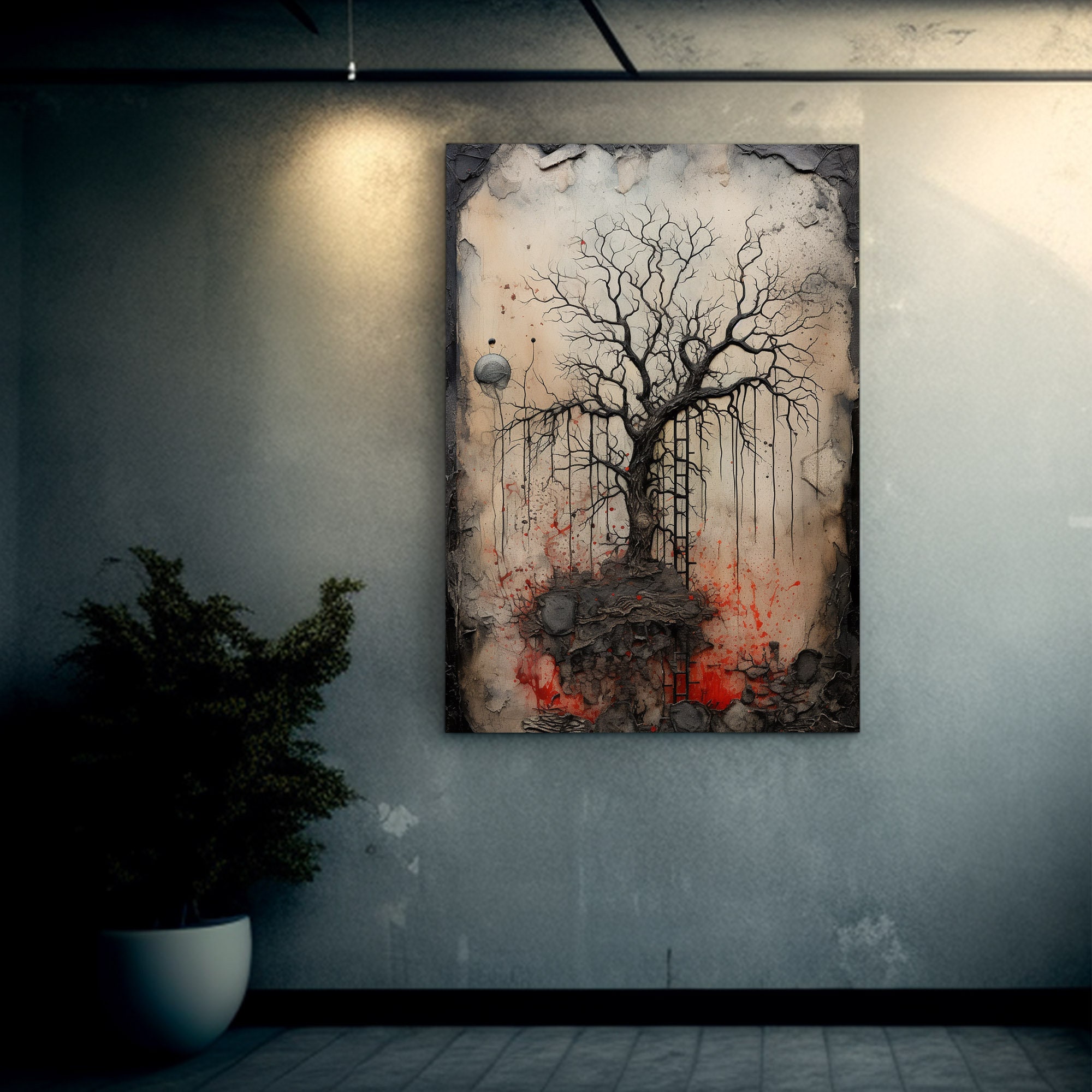 Scary Gothic Tree Goth Art Print Scratched Aged Grunge - Etsy