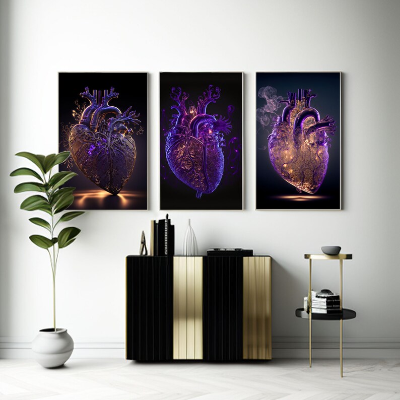 Anatomy Art Human Heart Neon Colors Apothecary or Medicine - Etsy