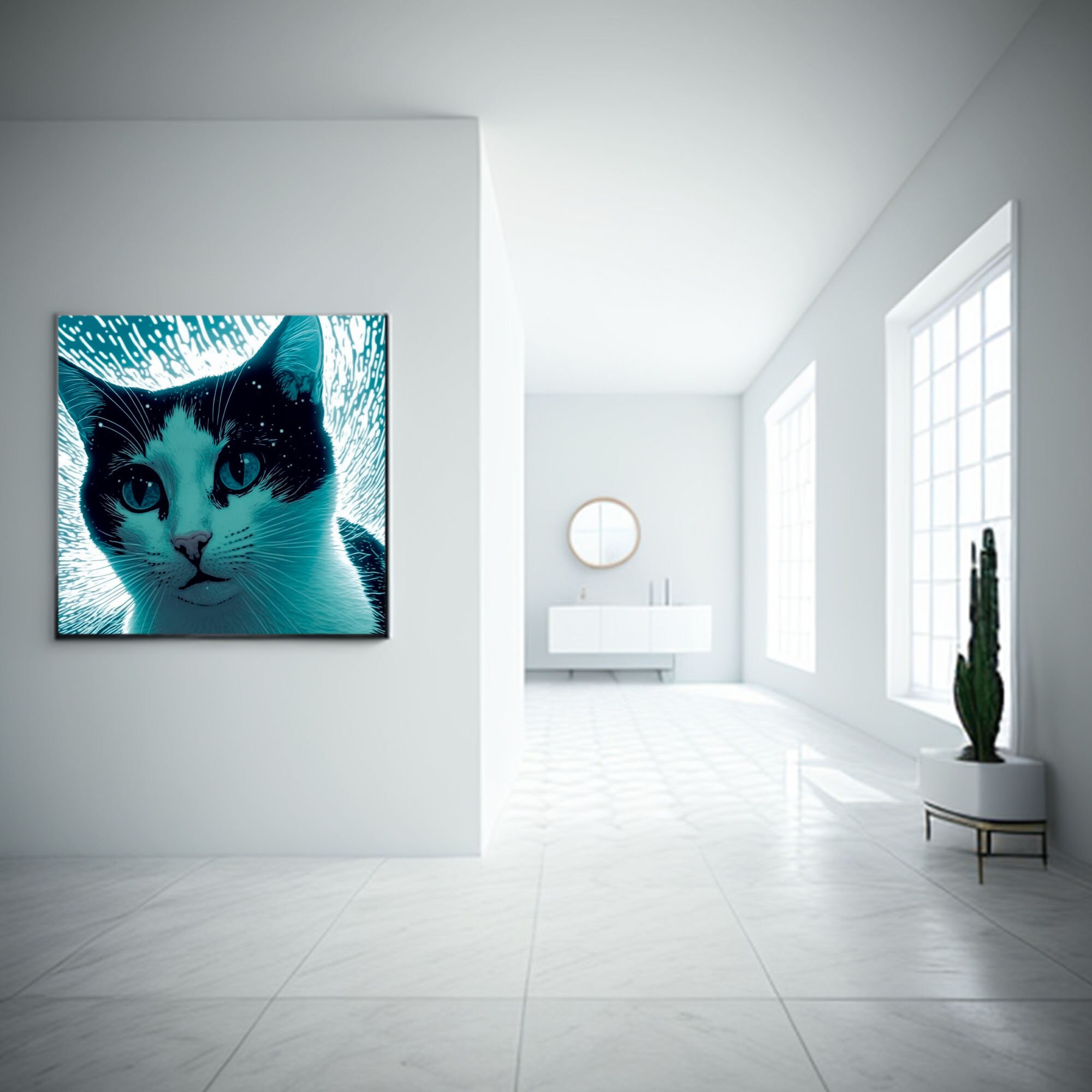 Realistic Cat Art Print Gifts for Cat Lovers Downloadable Artwork Décor ...