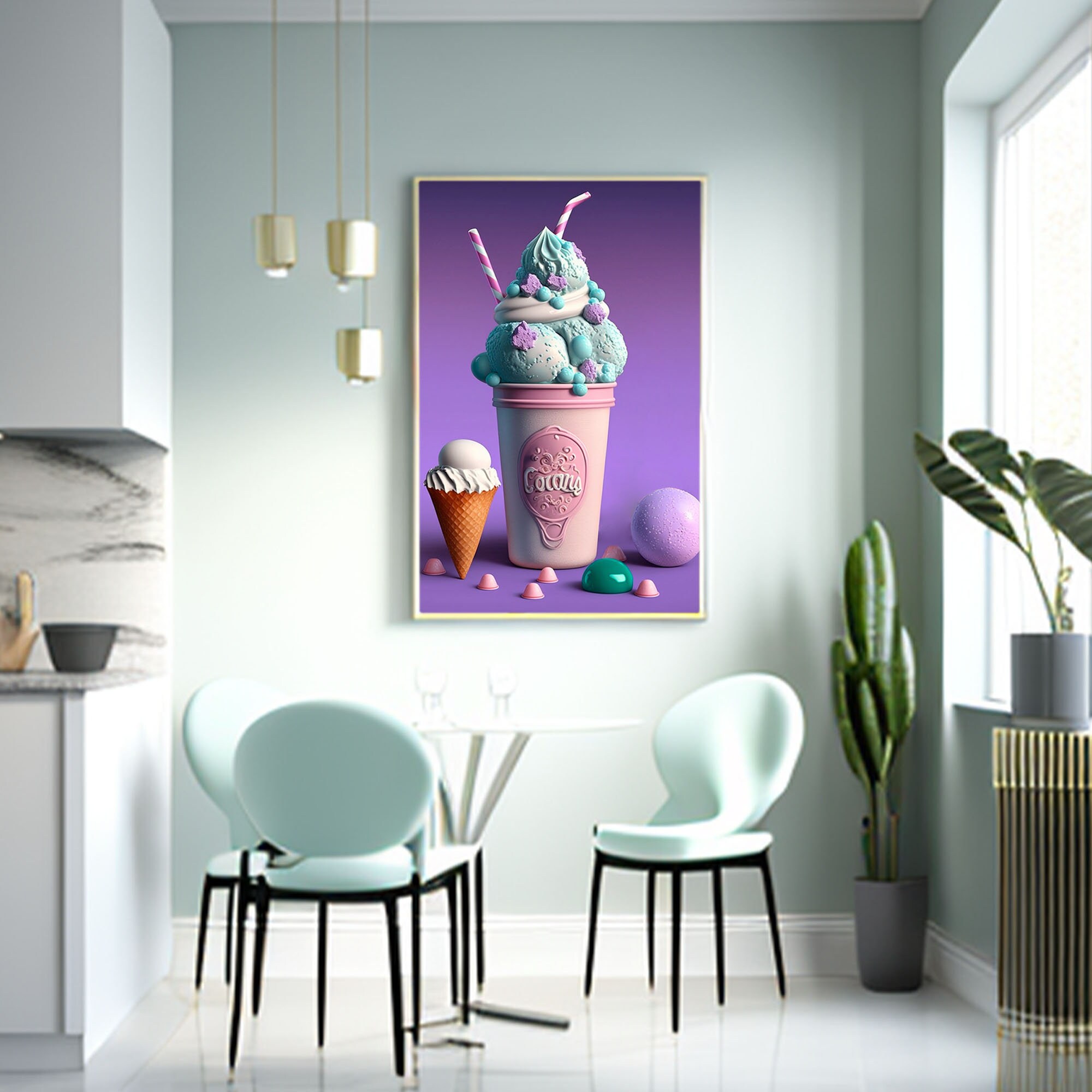 Pop Art Ice Cream Aesthetic Food, Digital Art Print, AI Generated ...