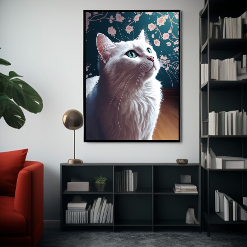 Realistic Cat Wall Art Print Décor Cute Cat Poster Downloadable Artwork ...