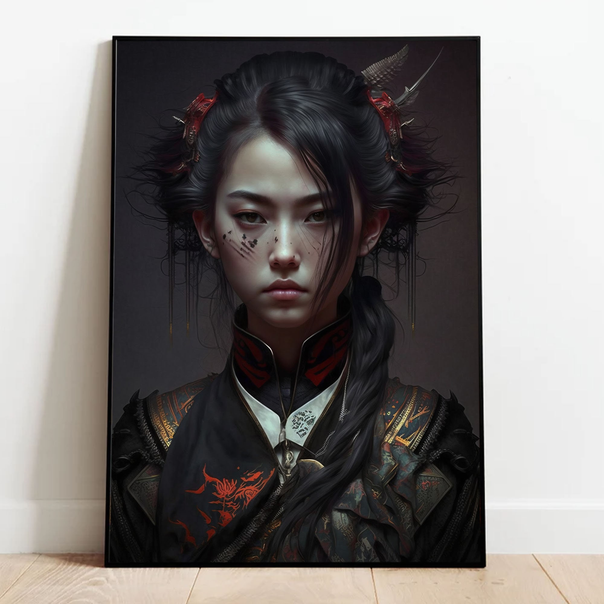Japanese Ancient Goth Girl Portrait - Gothic Home Decor - Wall Art ...