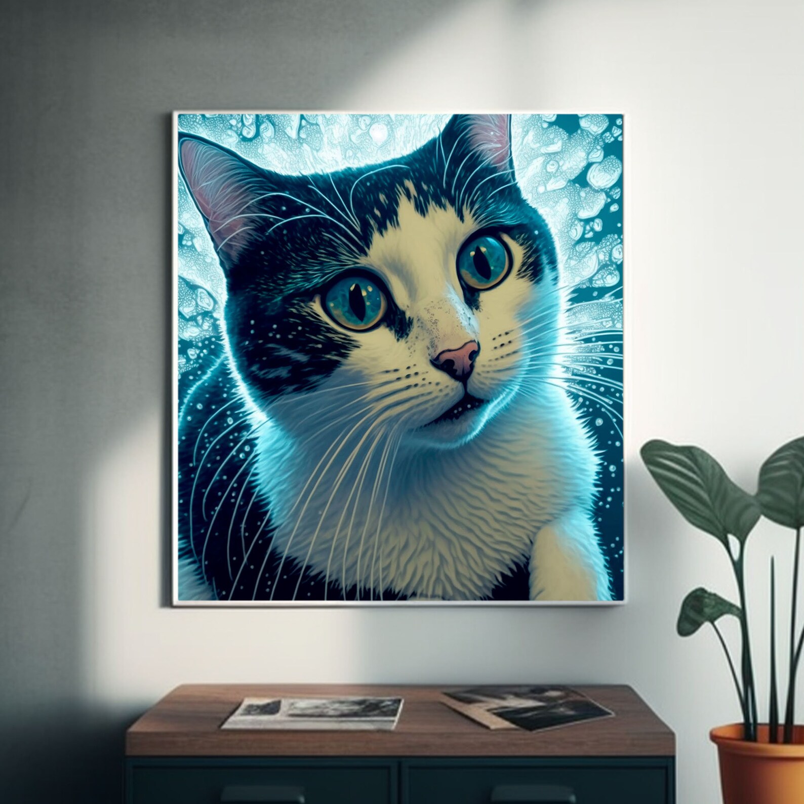 Realistic Cat Wall Art Print Cute Cat Poster Downloadable Artwork Décor ...