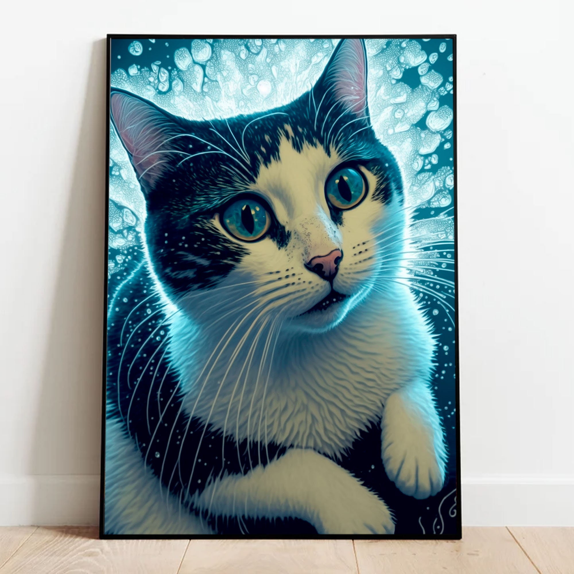 Realistic Cat Wall Art Print Cute Cat Poster Downloadable Artwork Décor ...