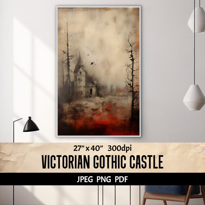 Victorian Gothic Castle Goth Art Print Scratched Aged - Etsy