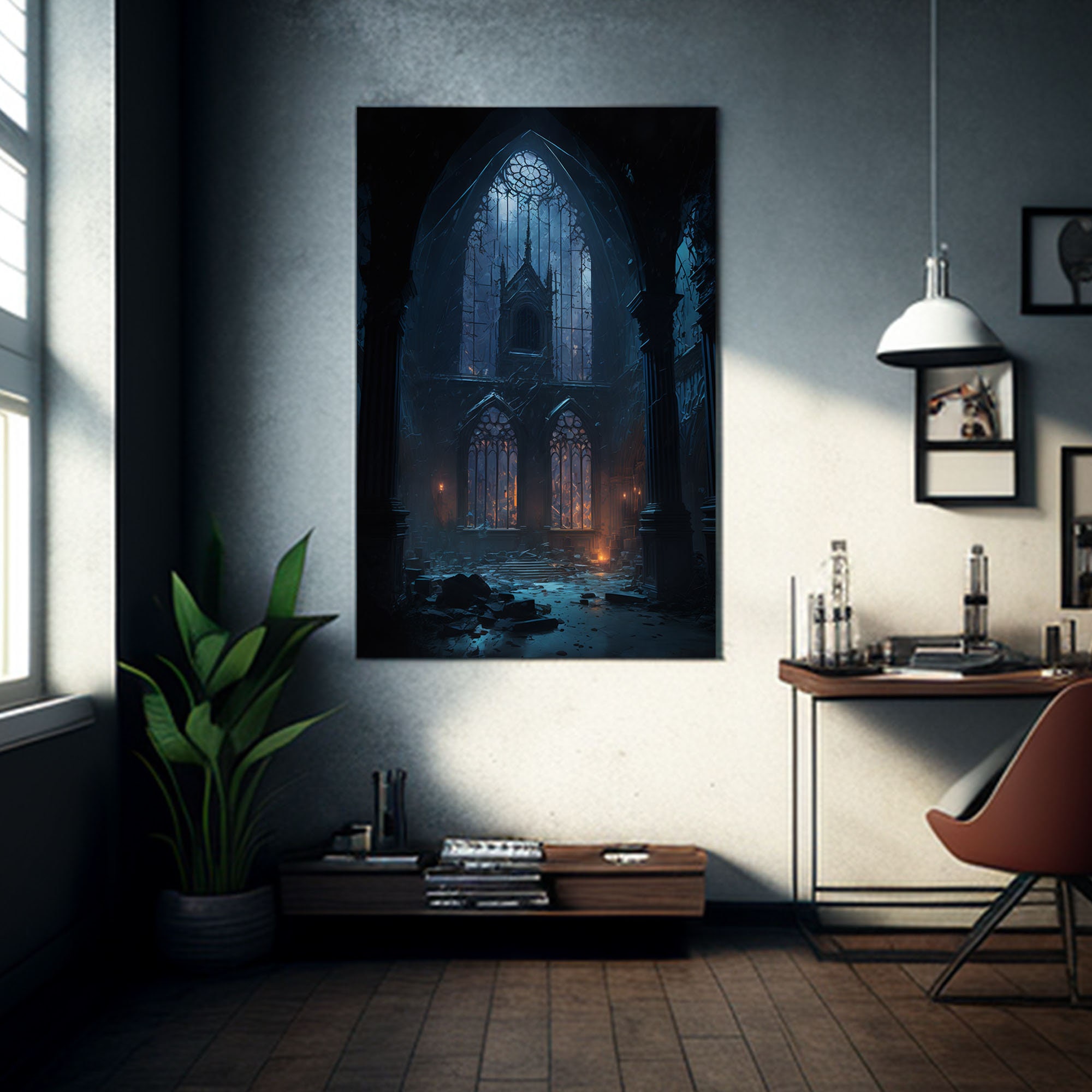 Creepy Ruins in the Night Scary Gothic Dark Art Print Horror Goth Room ...