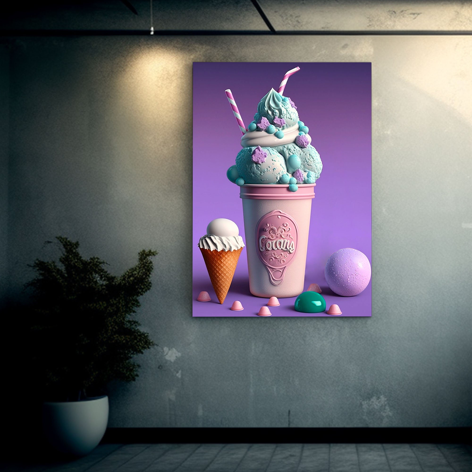 Pop Art Ice Cream Aesthetic Food, Digital Art Print, AI Generated ...