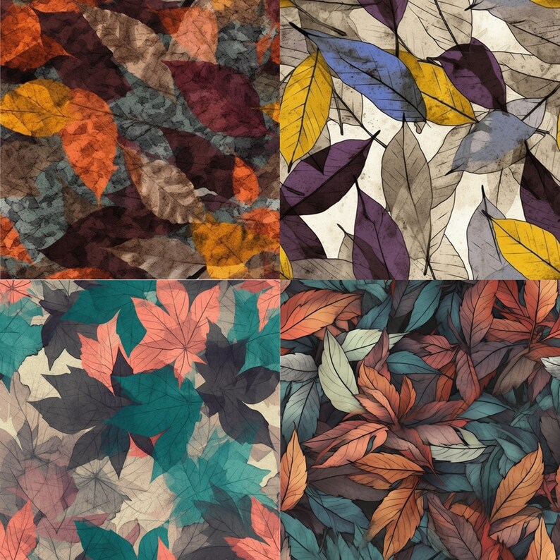 Grunge Leaves Digital Paper Seamless Vintage Leaf Textures - Etsy