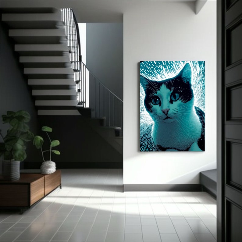 Realistic Cat Art Print Gifts for Cat Lovers Downloadable Artwork Décor ...