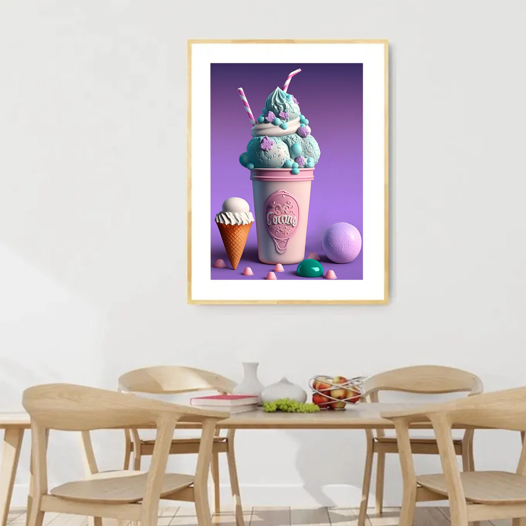 Pop Art Ice Cream Aesthetic Food, Digital Art Print, AI Generated ...
