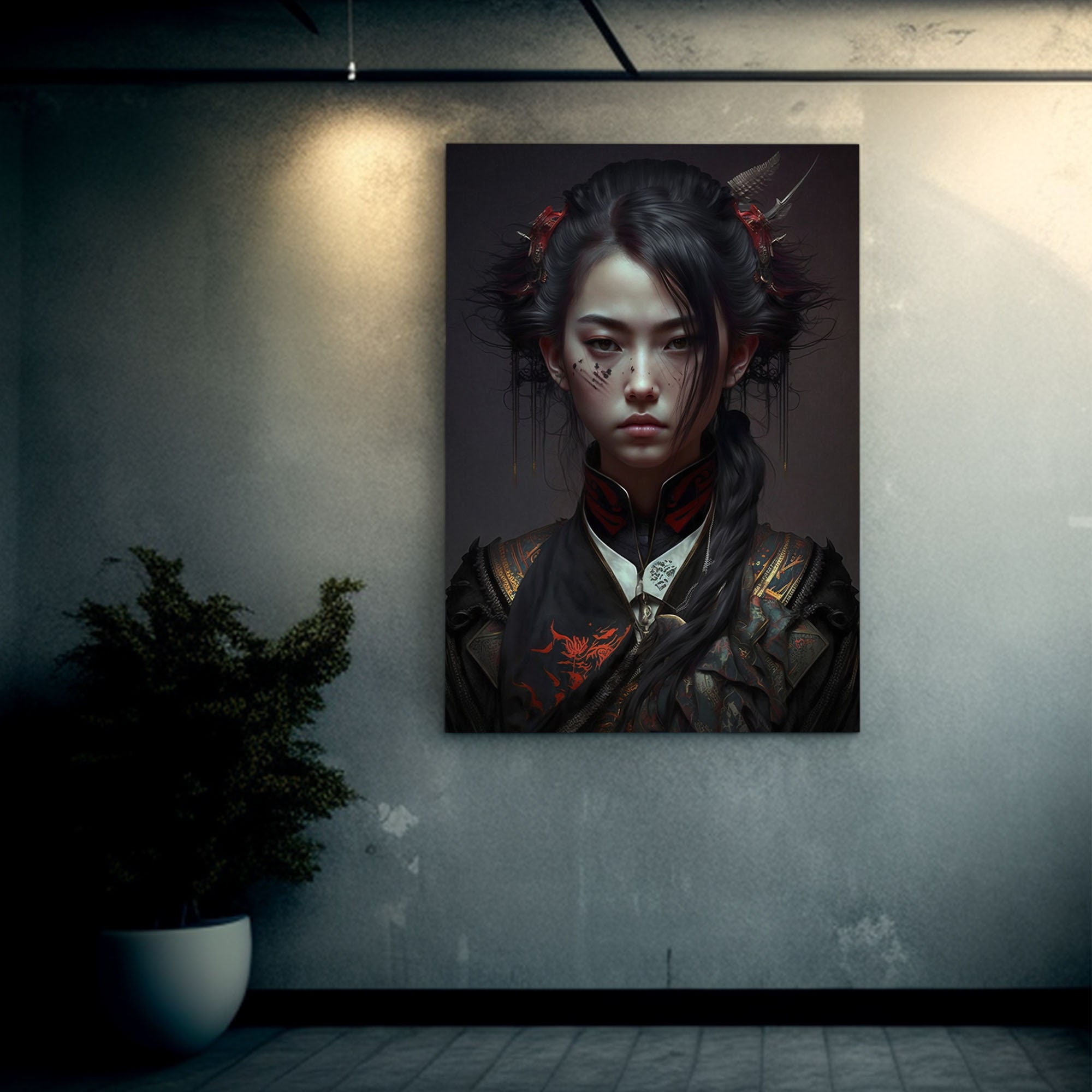 Japanese Ancient Goth Girl Portrait Gothic Home Decor Wall Art Poster ...