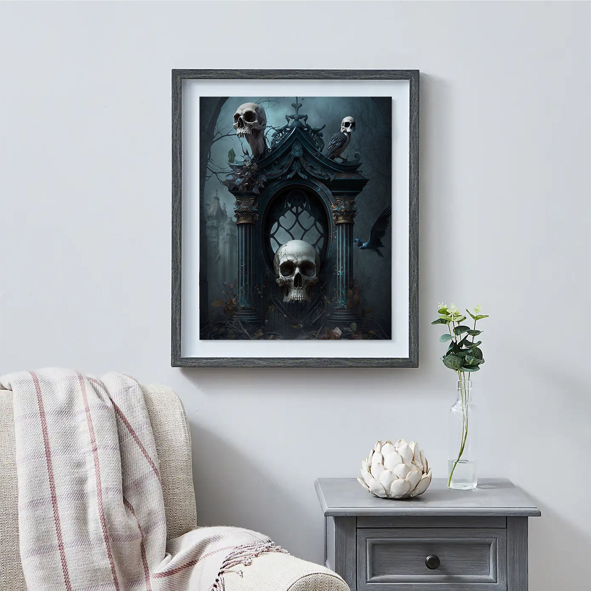 Gothic Graveyard in the Night - Creepy Goth Home Decor - Horror Gothic ...