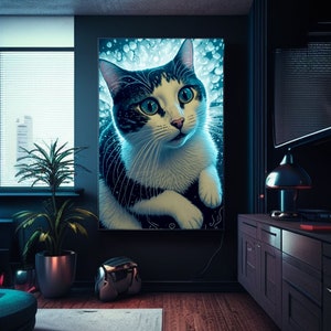 Realistic Cat Wall Art Print – Cute Cat Poster - Downloadable Artwork ...