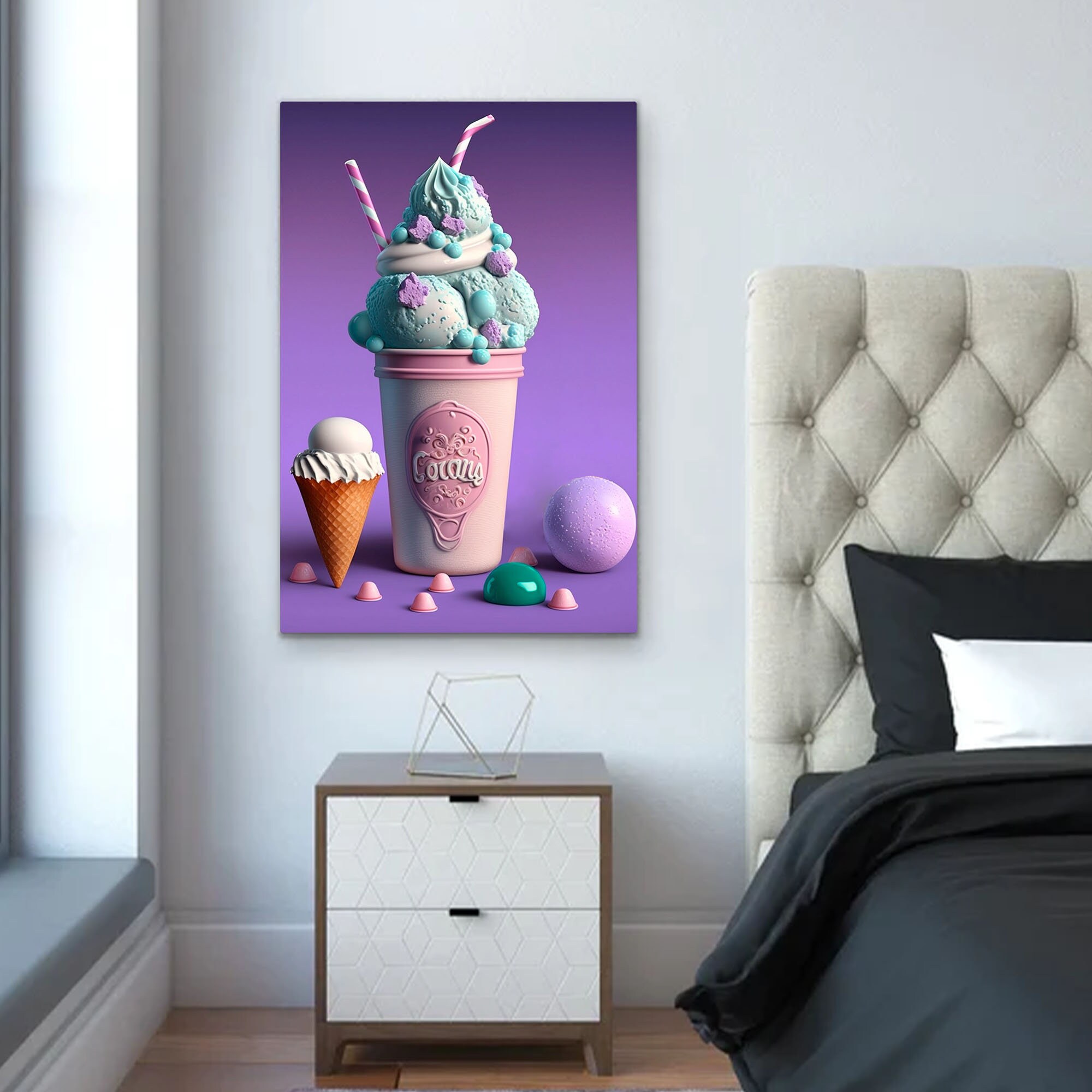 Pop Art Ice Cream Aesthetic Food, Digital Art Print, AI Generated ...