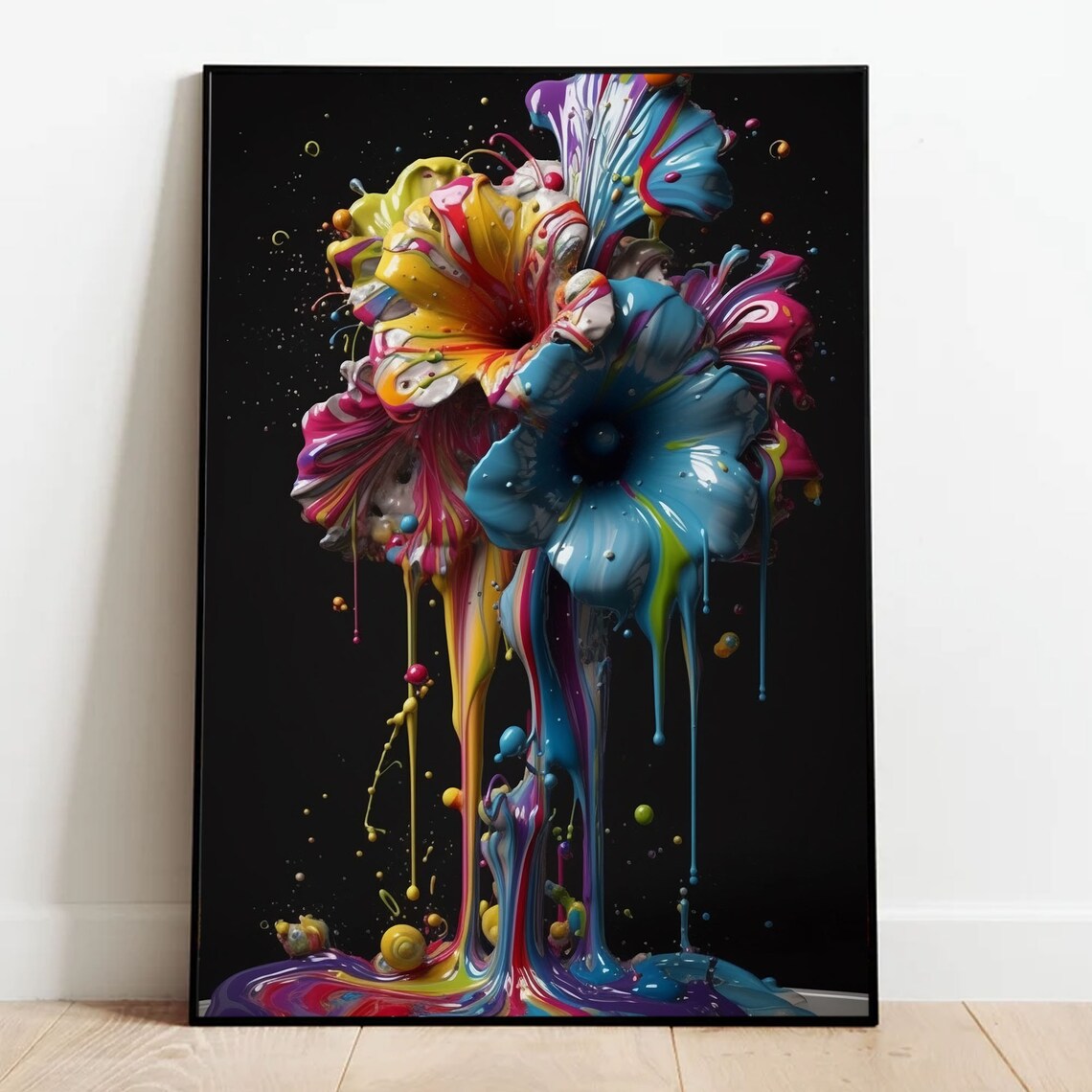 Flowers - Dripping Paint Art - Floral Wall Art - AI Generated Digital ...