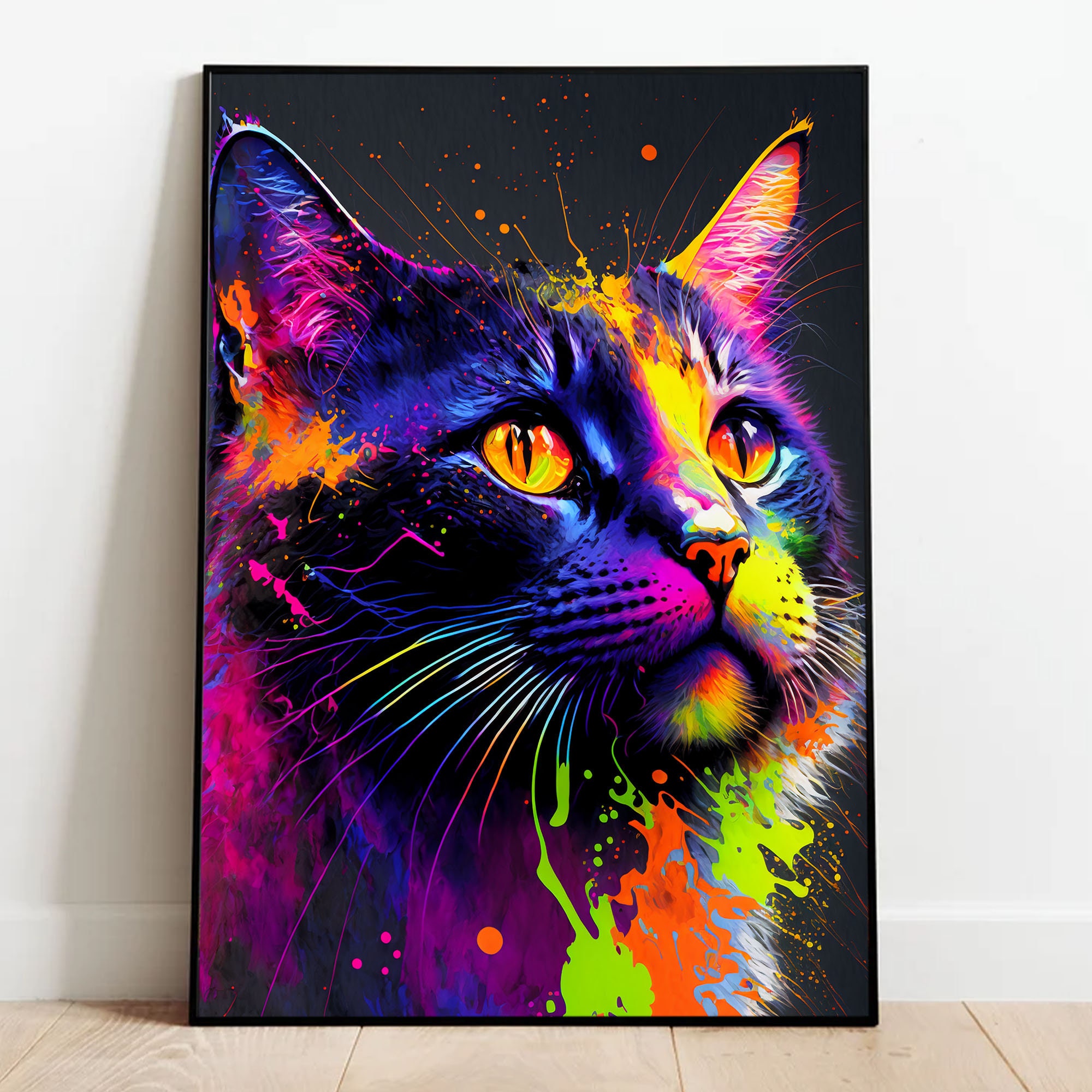 Cat Wall Art Print Cute Cat Poster Colorful Downloadable Artwork ...