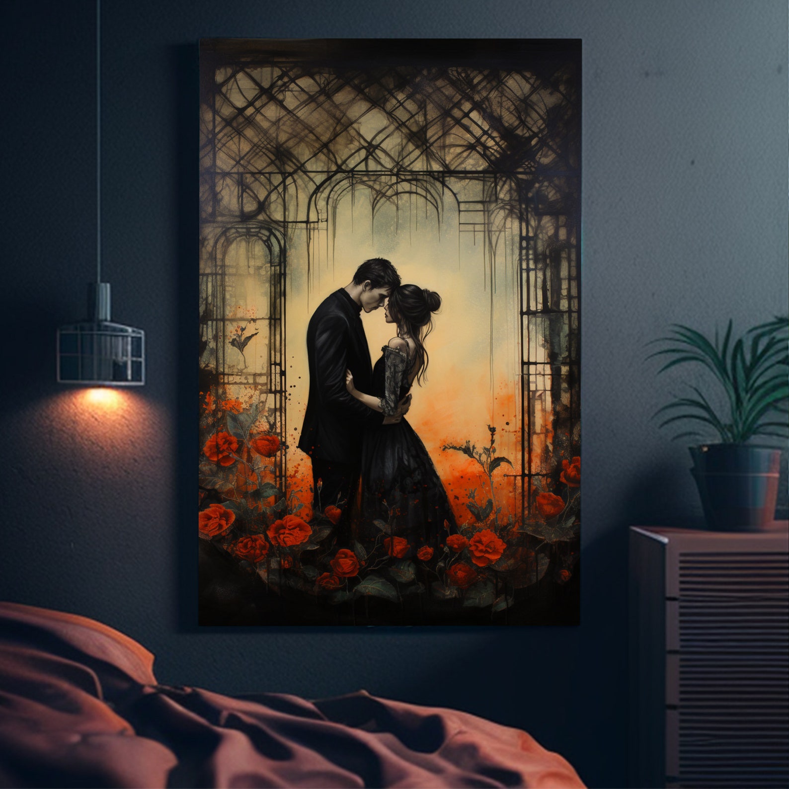 Gothic Love Story - Goth Art Print - Scratched Aged Grunge Wall Art ...