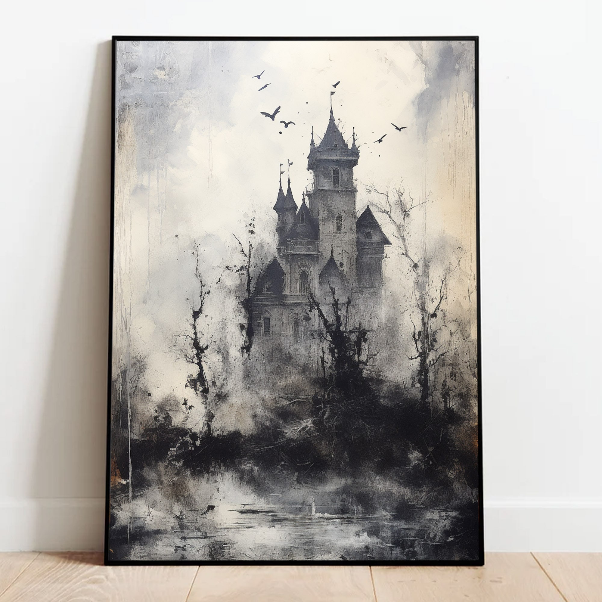 Victorian Gothic Castle Goth Art Print Scratched Aged Grunge Wall Art ...