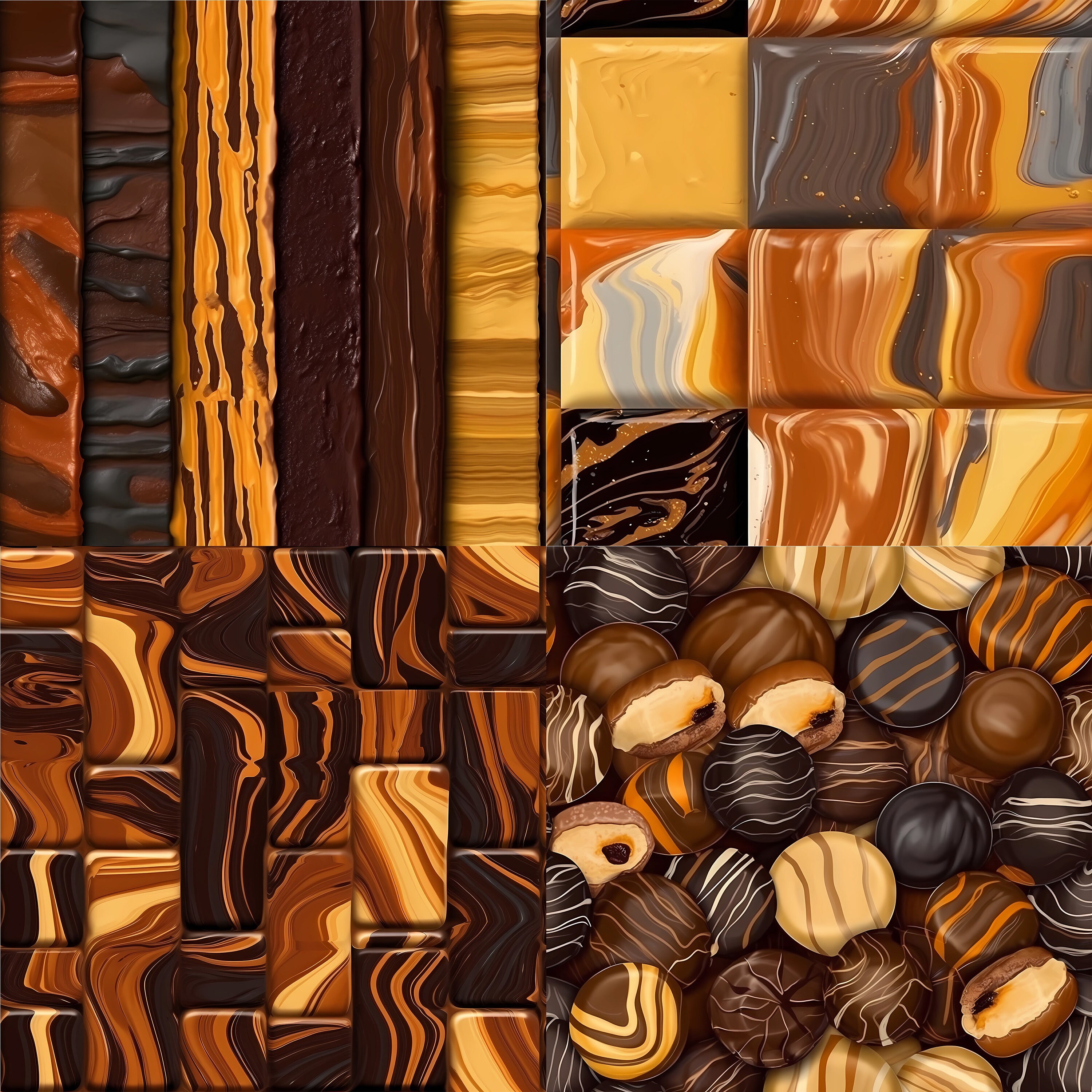 Chocolate Seamless Pattern Bundle, 20 Candy Themed Backgrounds, Instant ...