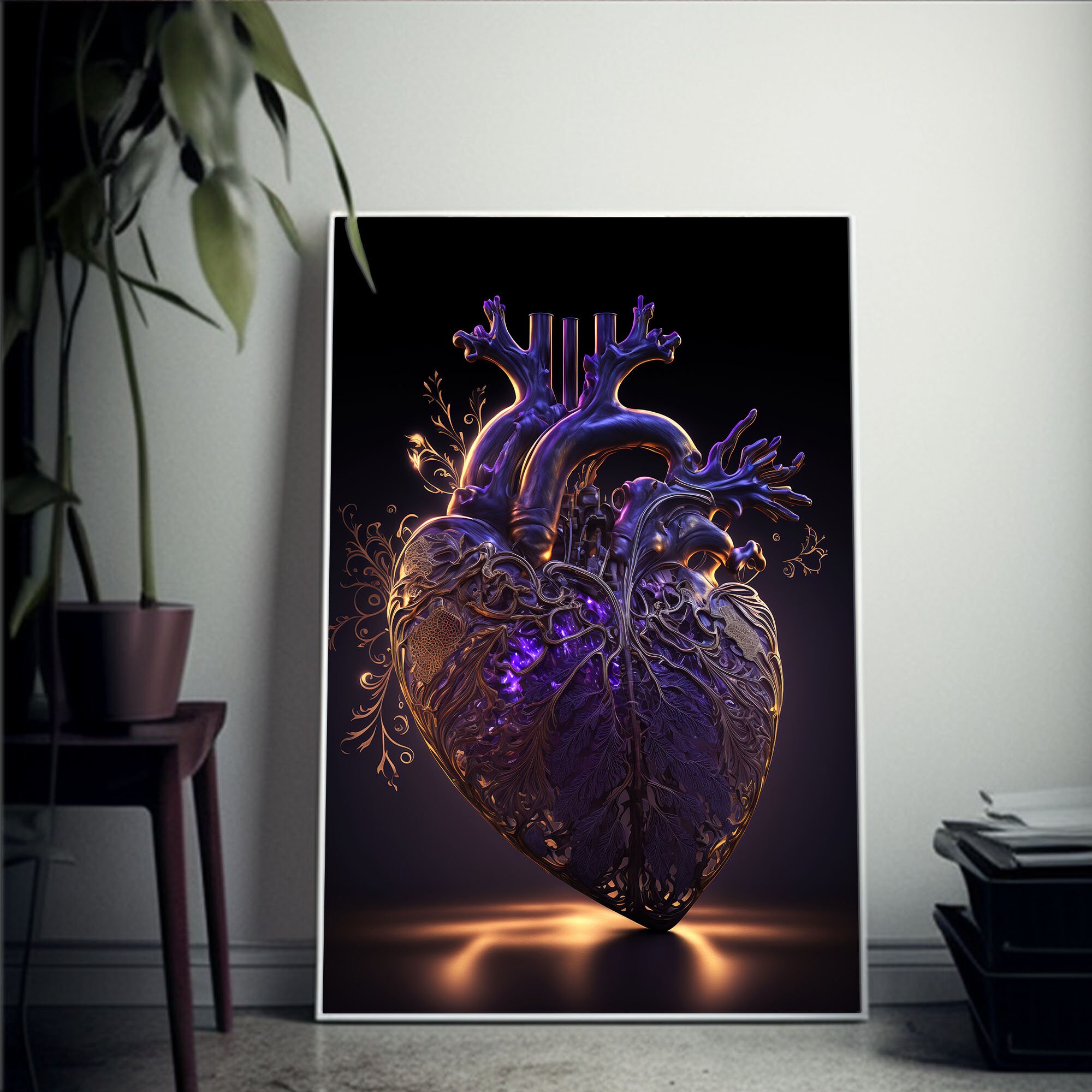 Medical Art Human Heart Neon Colors Anatomy Poster Gift Chiropractic ...