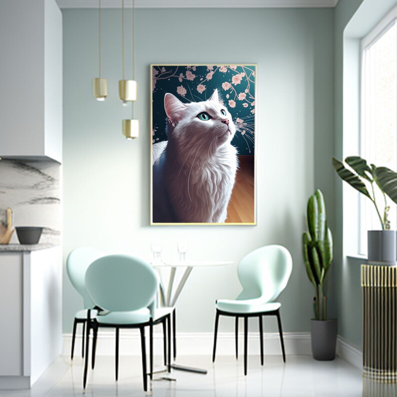 Realistic Cat Wall Art Print Décor Cute Cat Poster Downloadable Artwork ...