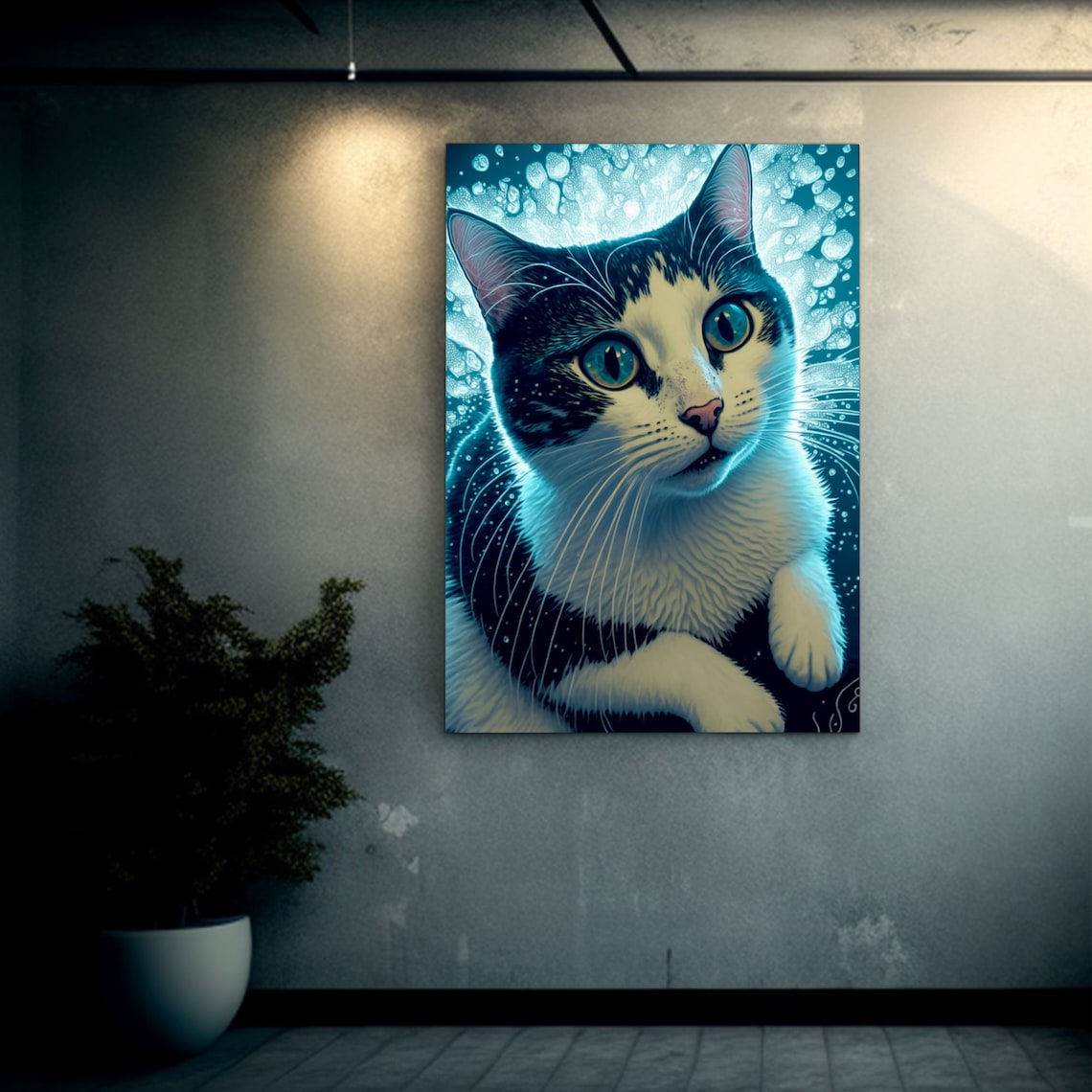 Realistic Cat Wall Art Print Cute Cat Poster Downloadable Artwork Décor ...