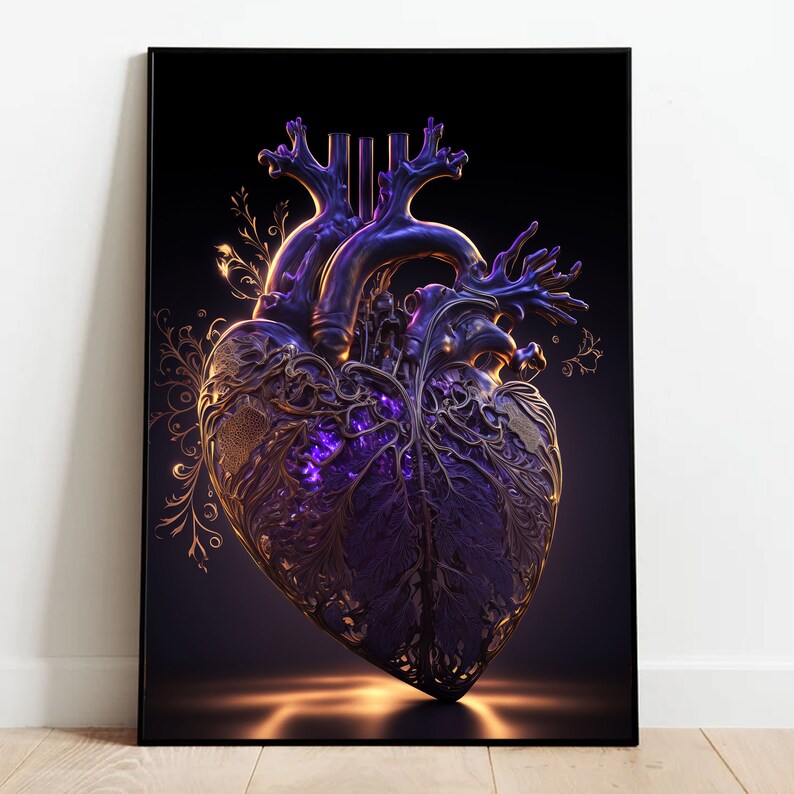 Medical Art - Human Heart Neon Colors - Anatomy Poster Gift ...