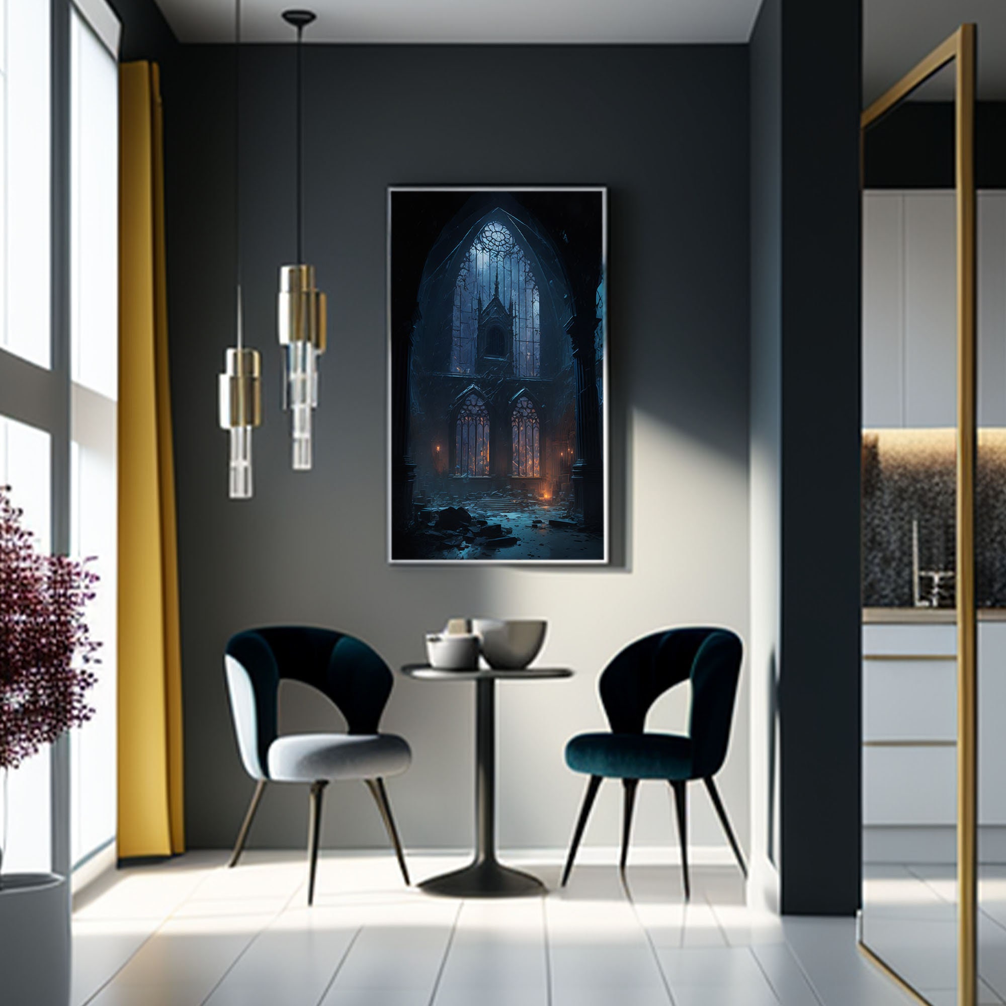 Creepy Ruins in the Night Scary Gothic Dark Art Print Horror Goth Room ...