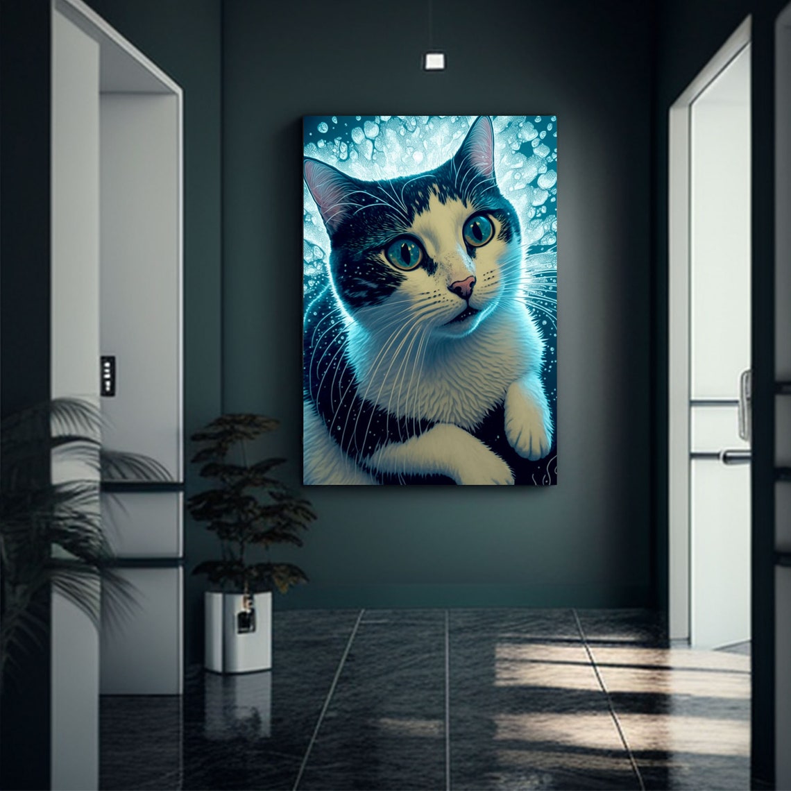 Realistic Cat Wall Art Print Cute Cat Poster Downloadable Artwork Décor ...