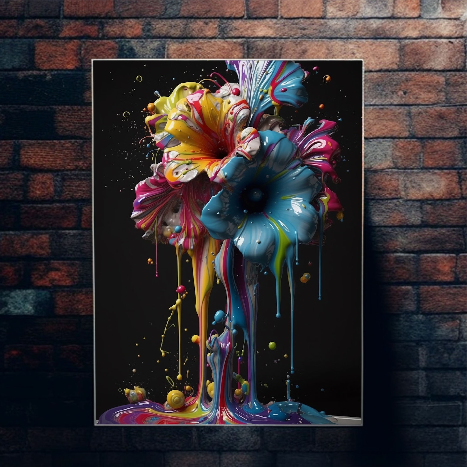 Flowers - Dripping Paint Art - Floral Wall Art - AI Generated Digital ...