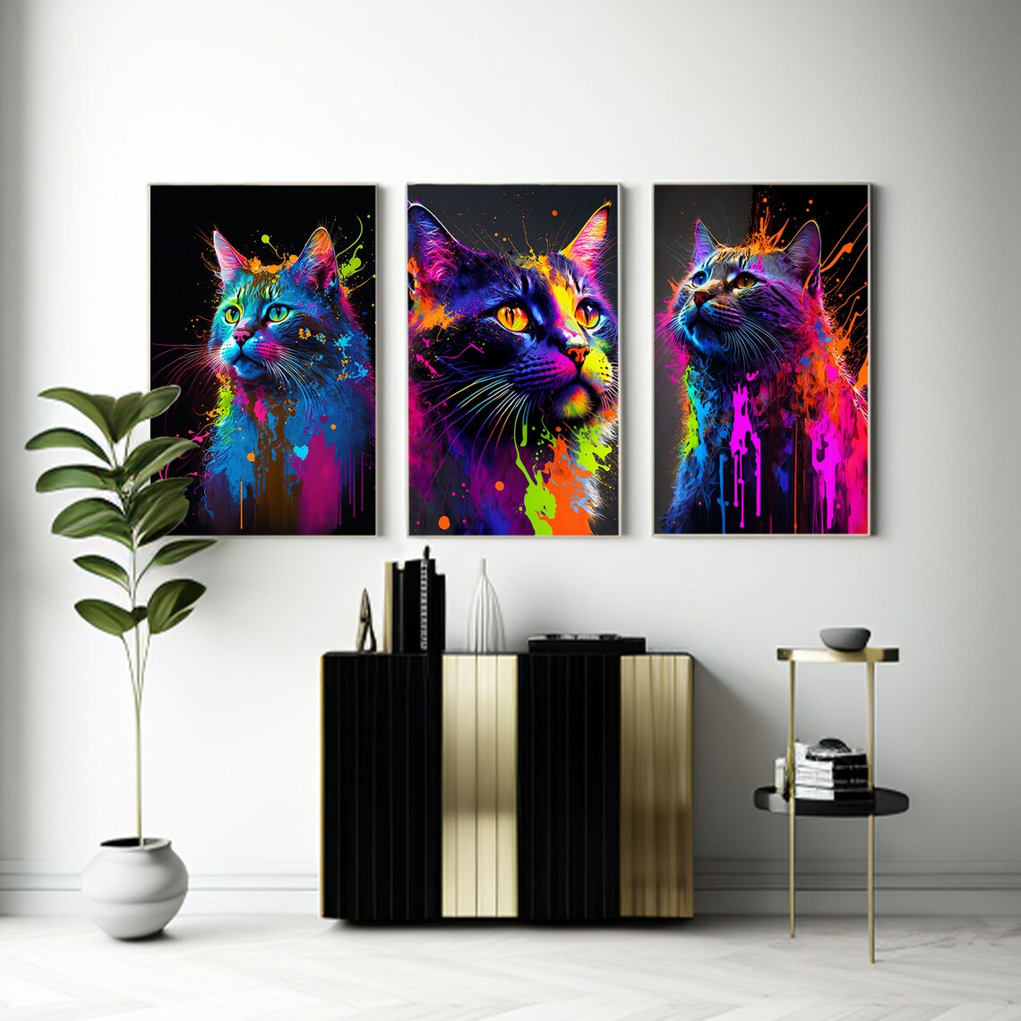 Cat Wall Art Print Cute Cat Poster Colorful Downloadable Artwork ...
