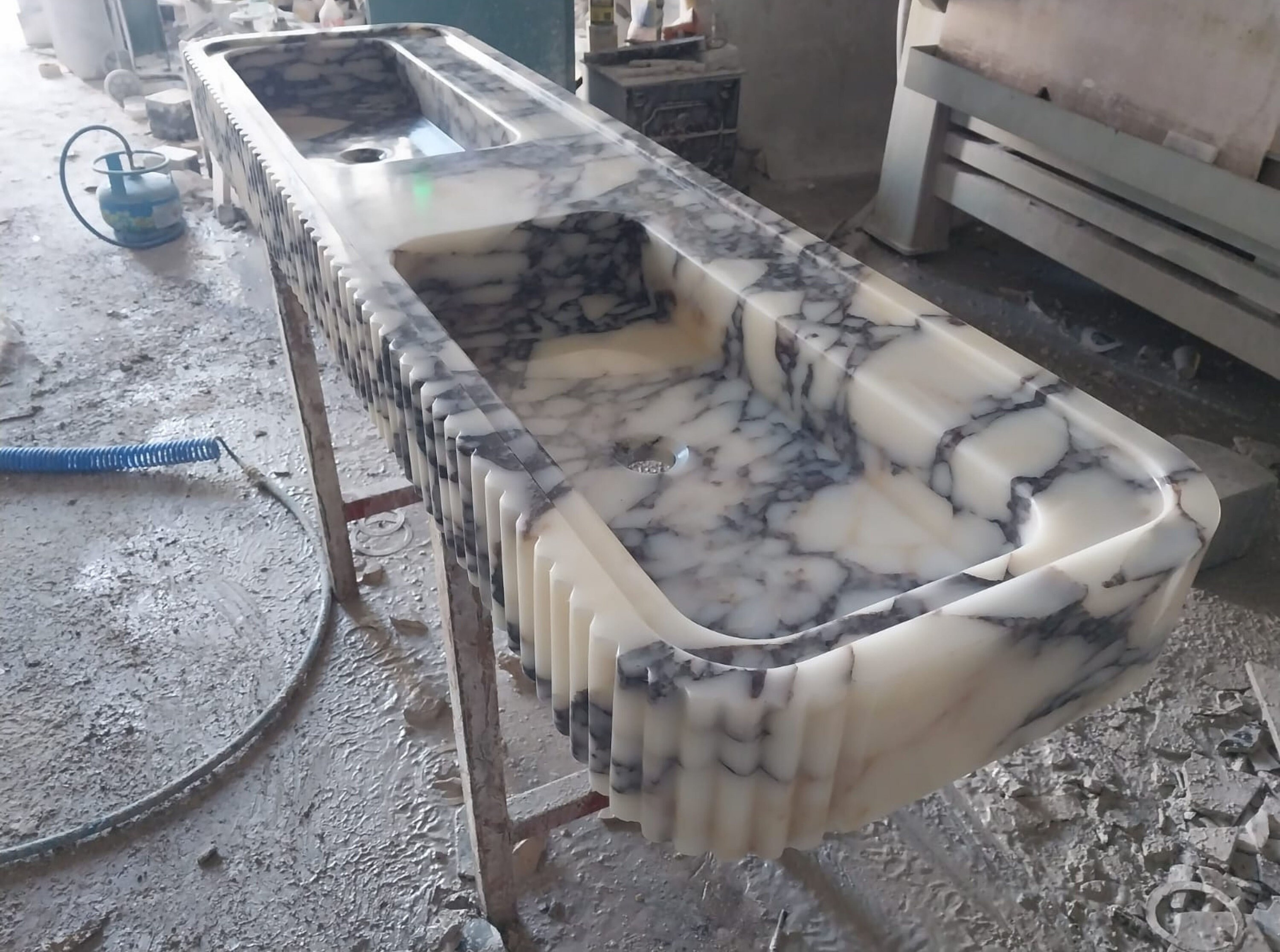 Calacatta Viola Marble Double Sink, Wall Mount Sink, Calacatta Viola ...
