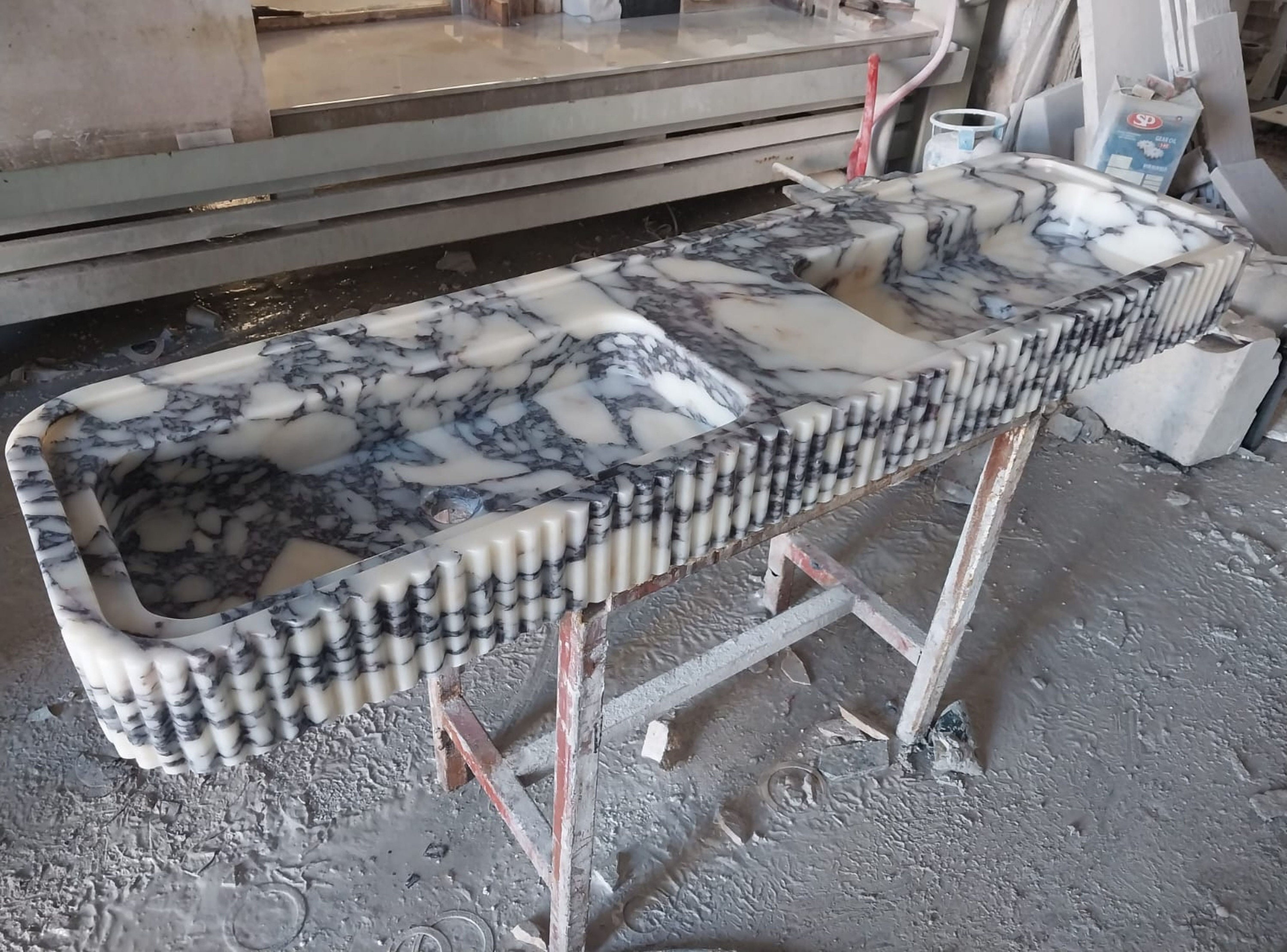 Calacatta Viola Marble Double Sink, Wall Mount Sink, Calacatta Viola ...