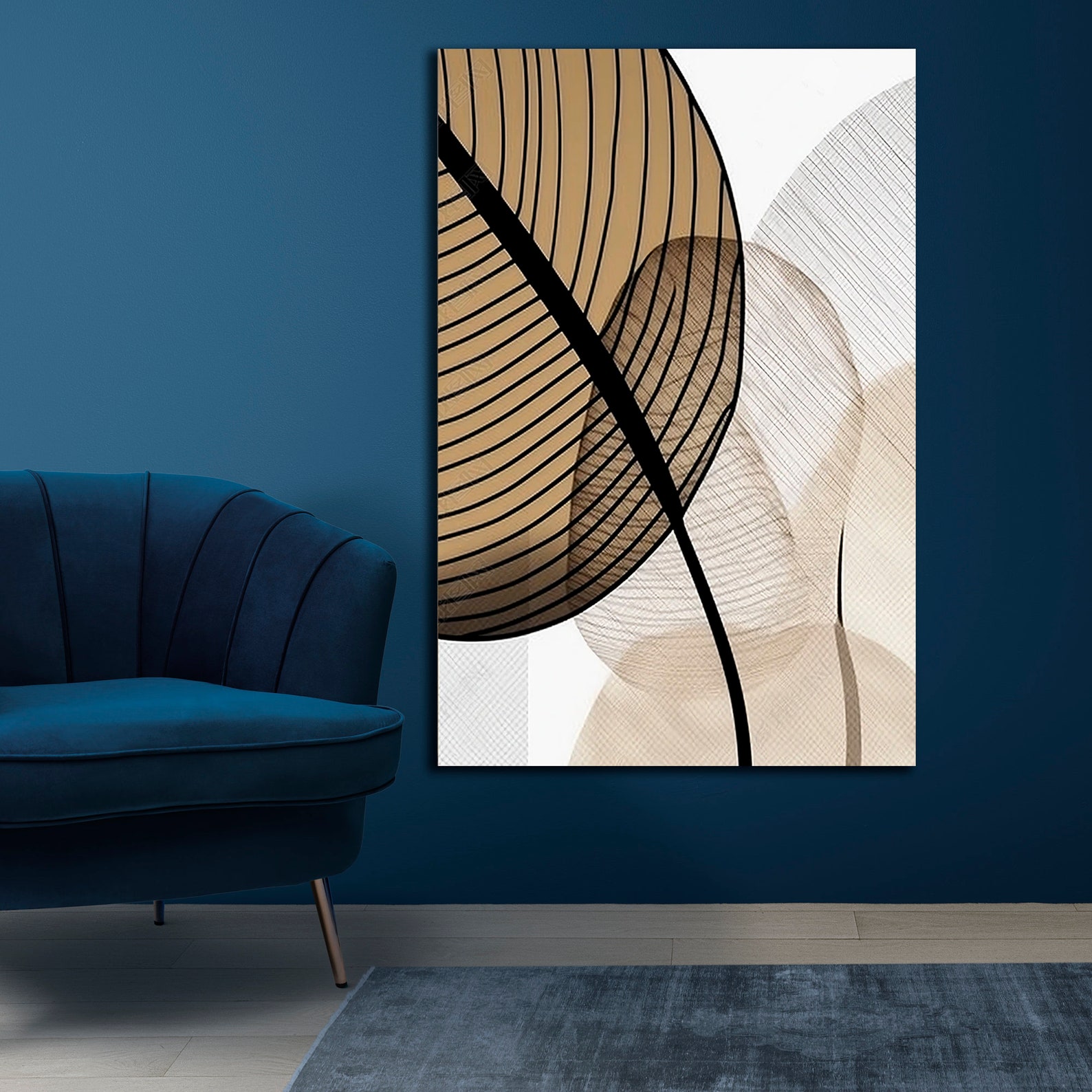 Abstract Plant Wall Art, Abstract Leaf Wall Art, Beige Leaf Canvas Wall ...