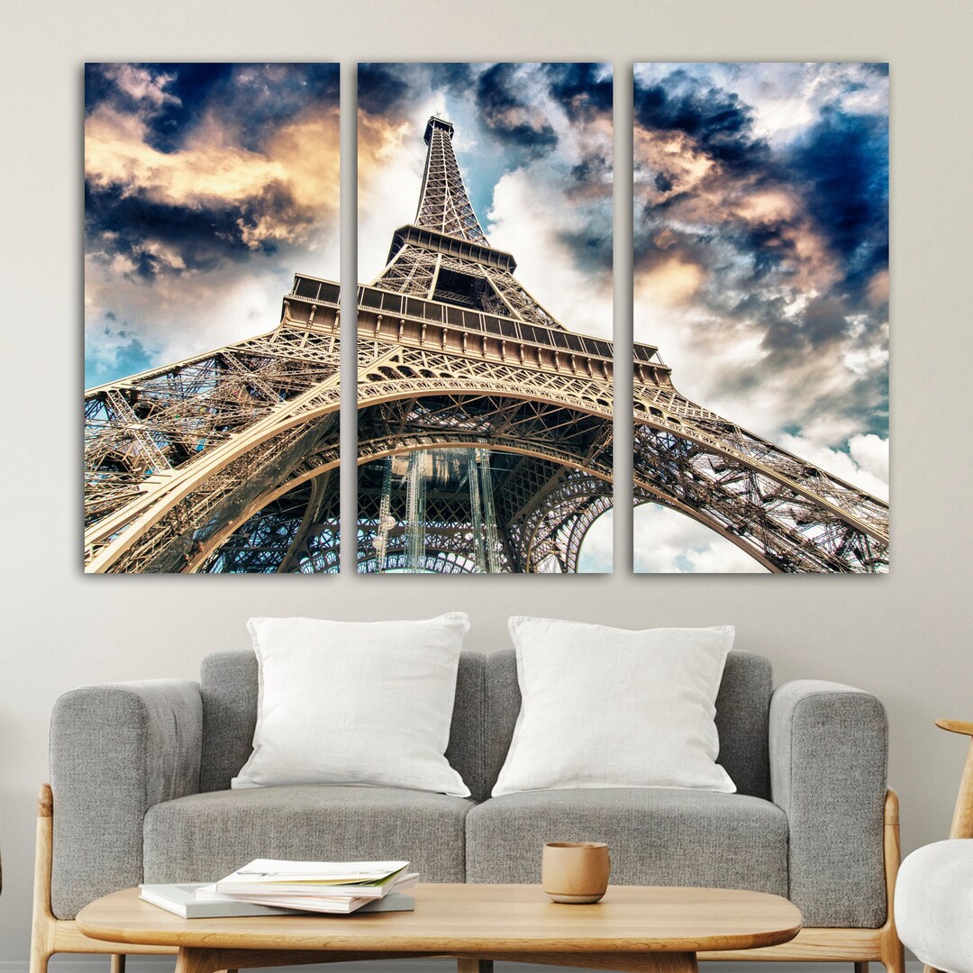Eiffel Tower Wall Art, Tryptic Eiffel Tower Wall Art, 3 Panel Eiffel ...