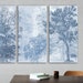 Blue Trees Wall Art, Blue Floral Canvas Wall Art, 3 Panel Blue Tree ...