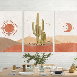 Sun and Moon Wall Art Set of 3 Boho Desert Wall Art Boho Sun - Etsy