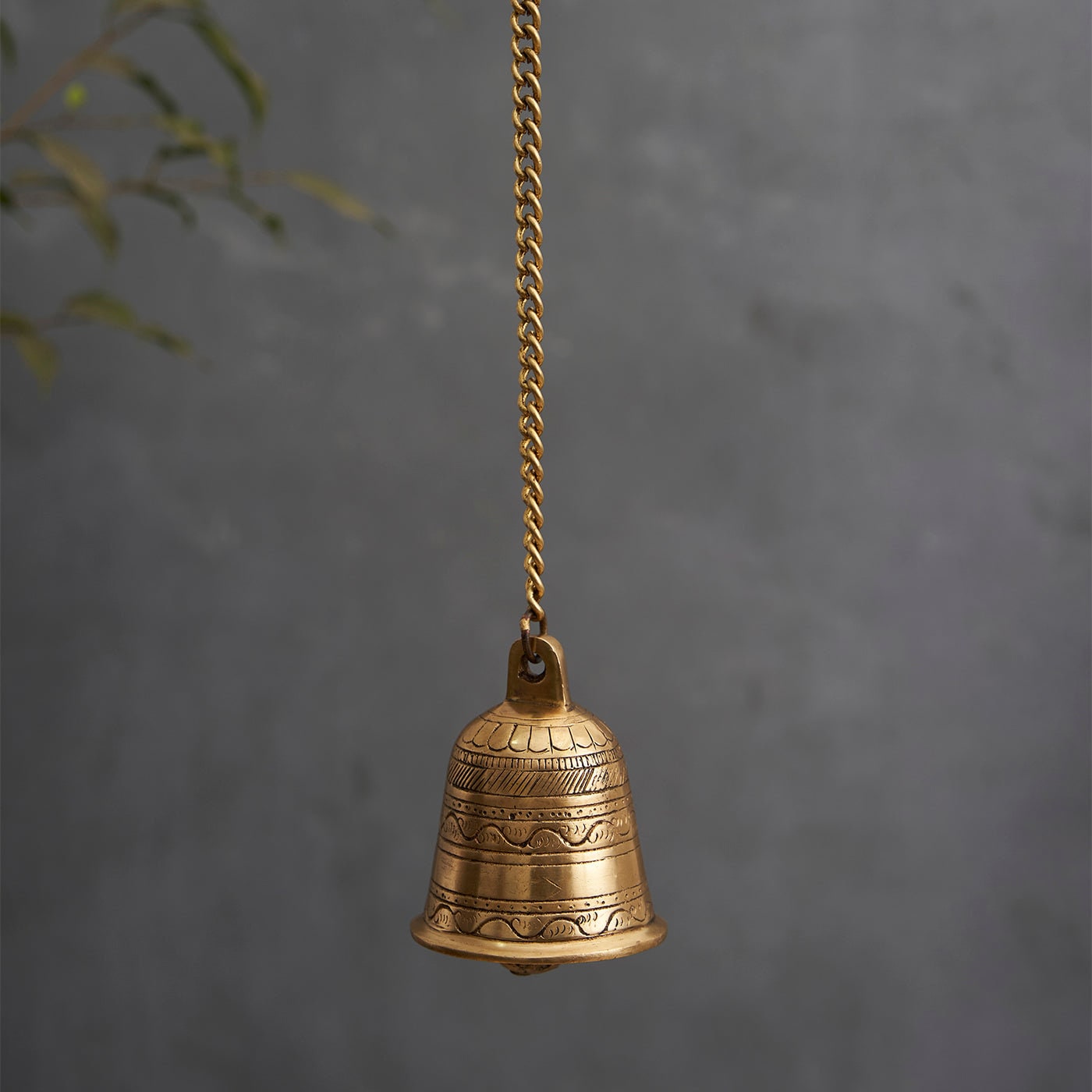 Ghanta Brass Hanging Bell, Hanging Decor, Chain for Home Temple, Door ...