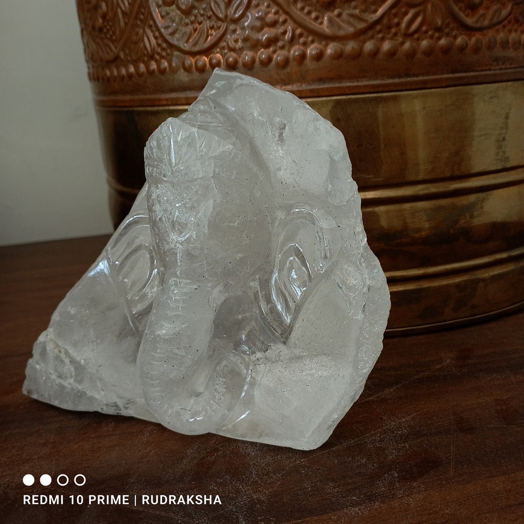 Natural Crystal Sphatik Ganesha, White Crystal Ganesha Idol, Sphatik Ganesha for Pooja Room ...