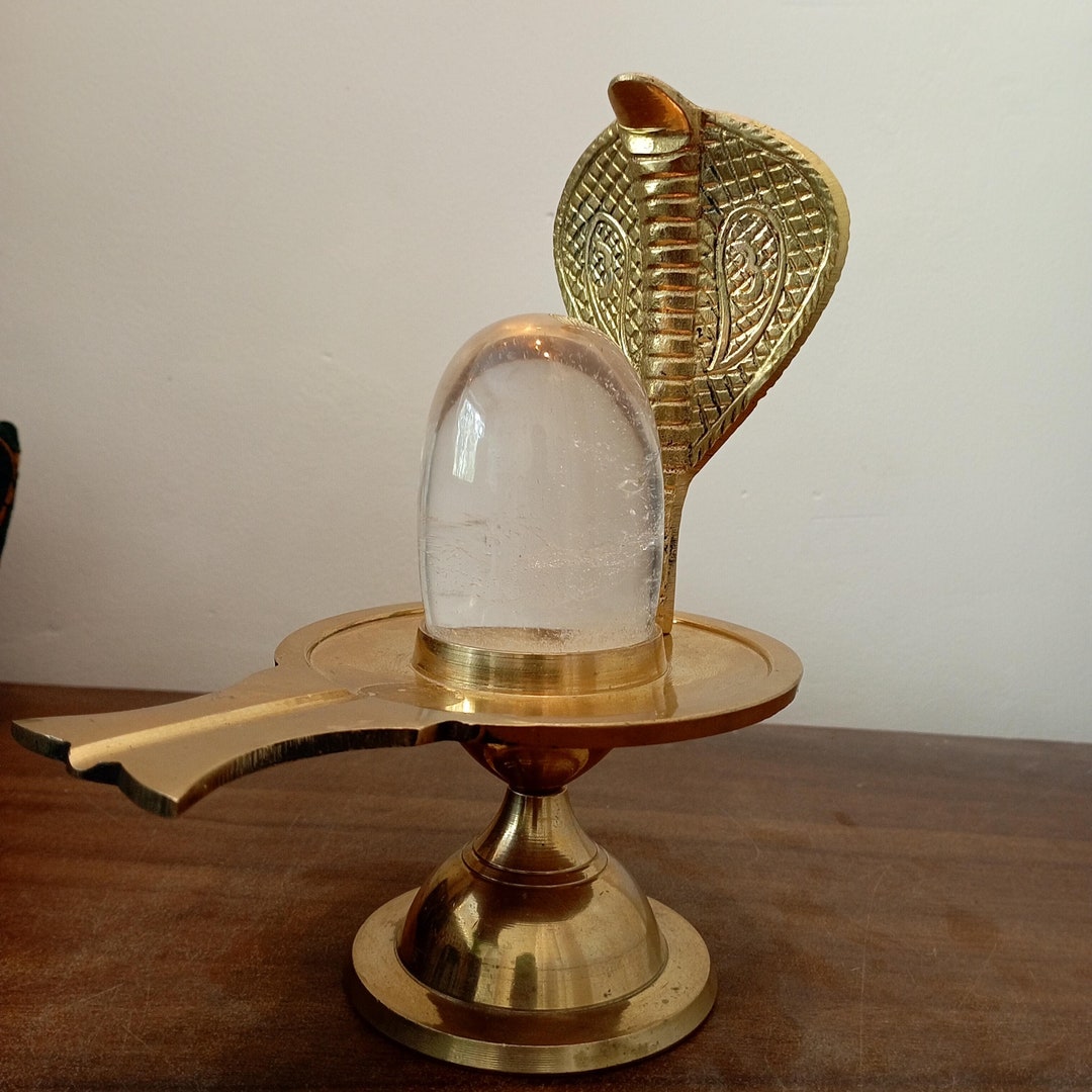 Yoni Base Brass Shivling With Clear Crystal Shiva Lingam,sphaftik ...