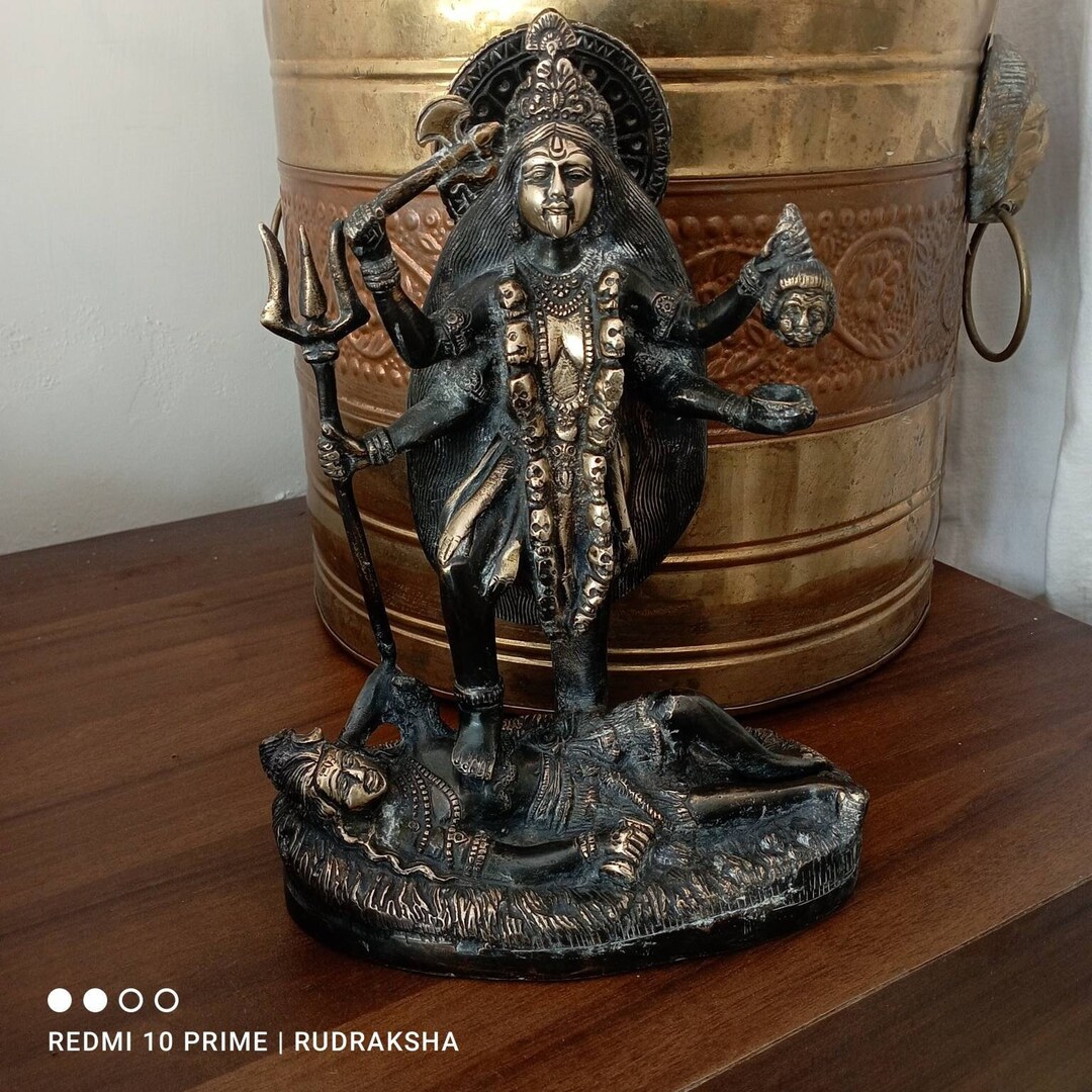 Kali Statue, 25 Cm Antique Finish Brass Goddess Kali Statue, Parvati ...