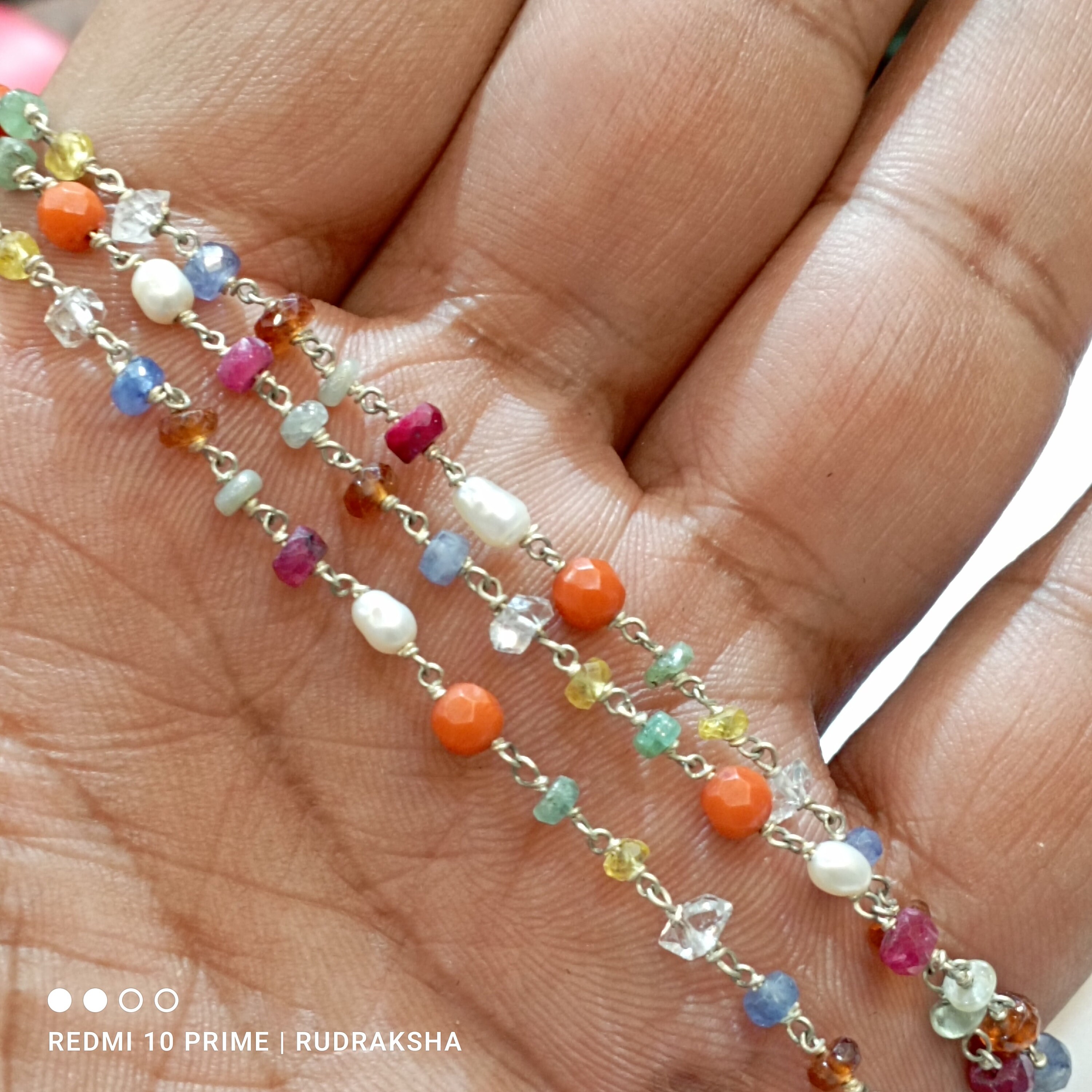 Natural Navratna Mala Navratna Gemstone Beads Necklace - Etsy