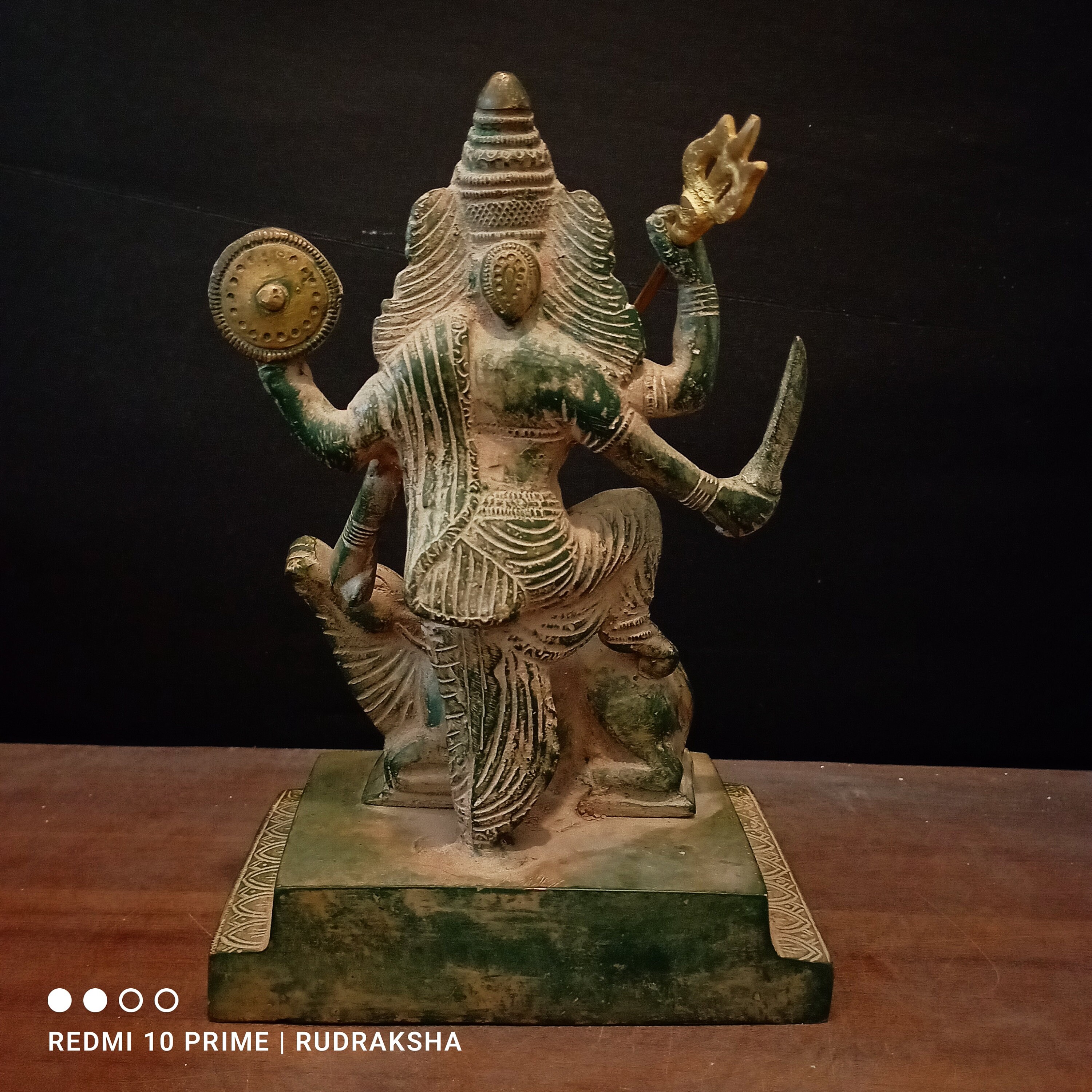 Four-armed Mahishasuramardini Goddess Durga - Brass Statue Activated ...